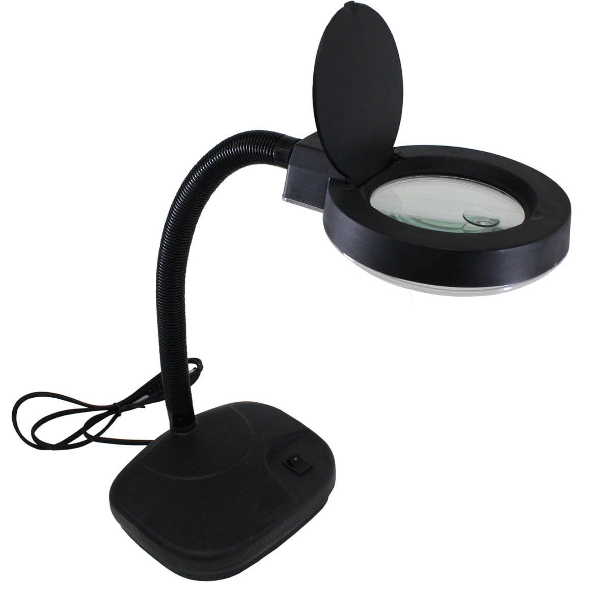 ELUCIDATE 2-in-1 5X Black Magnifier & Table Lamp | 3.5" Diameter | 12 ...