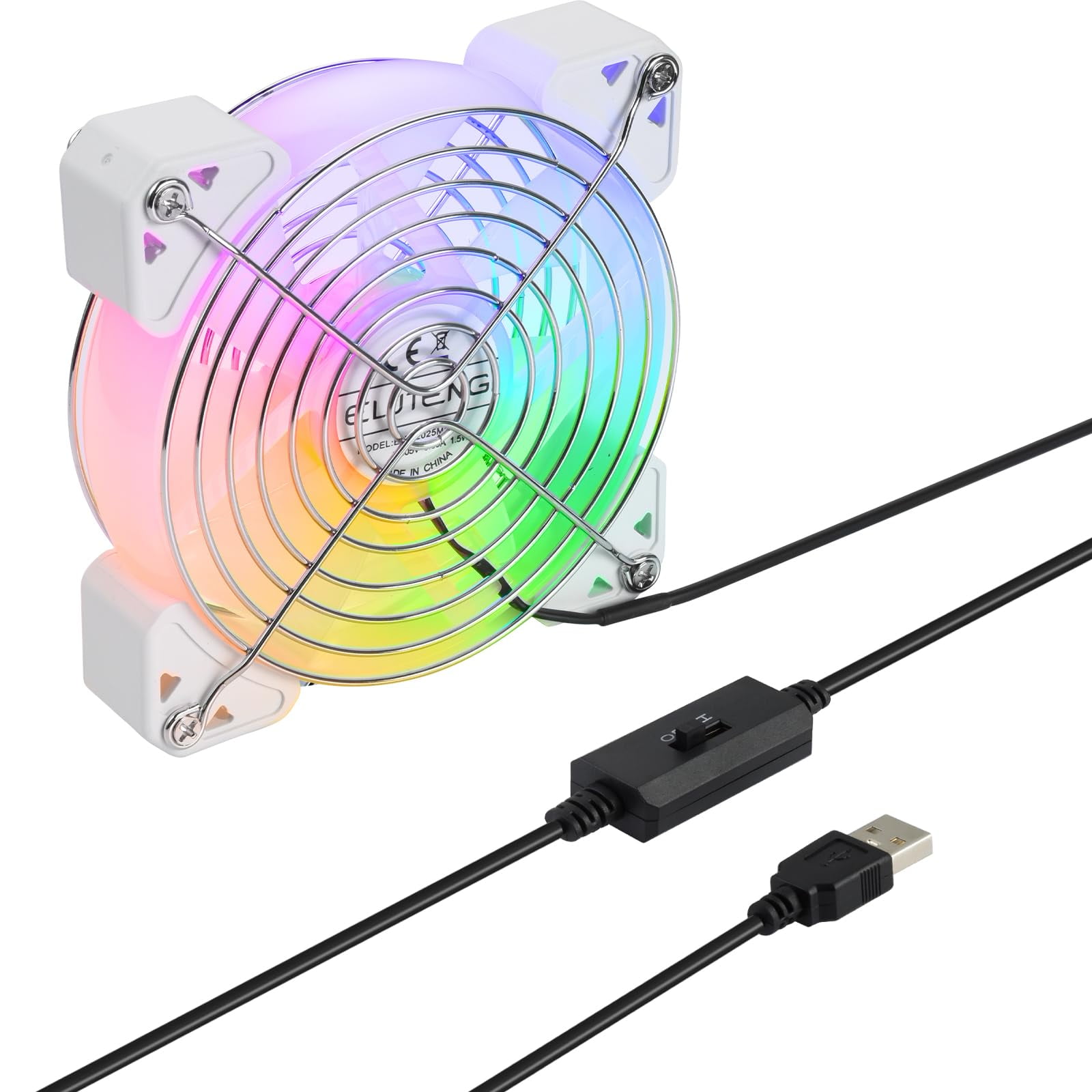 ELUTENG 120mm Case Fan SSF20 3 Speeds USB Fan 1100RPM 1300RPM 1500RPM ...