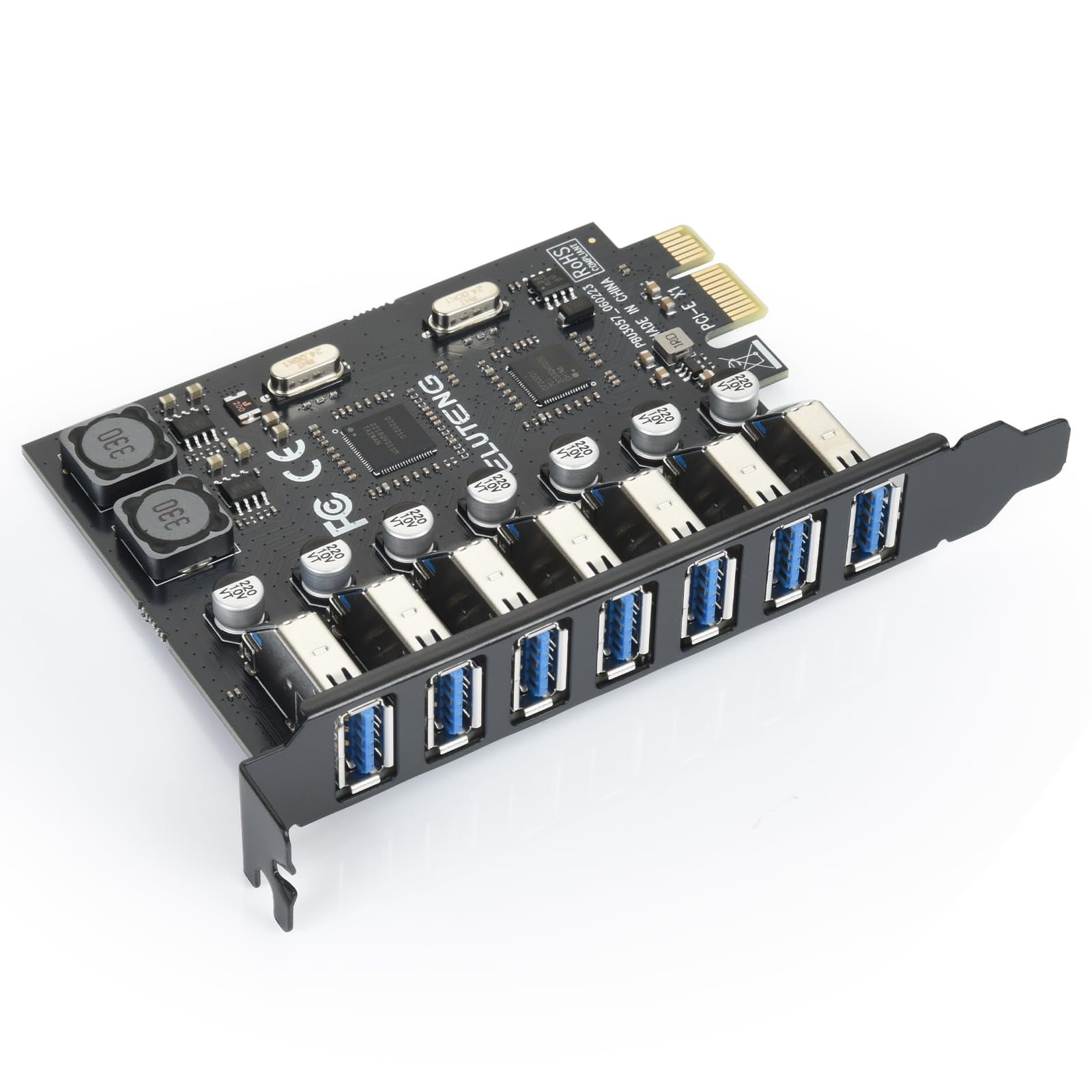 ELUTENG PCIE USB 3.0 SSF20 Card 7 Ports PCI Expree to USB Expansion ...