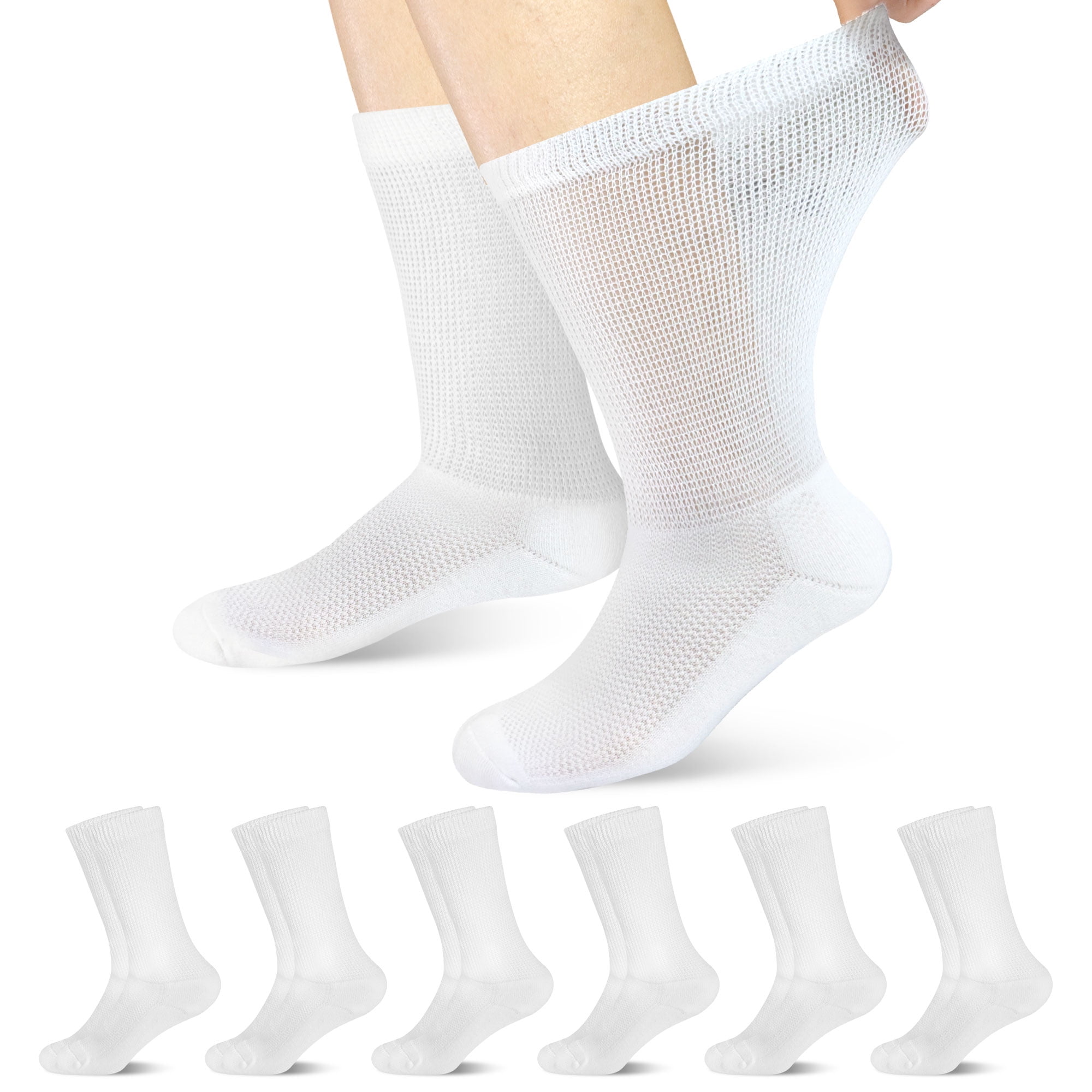 ELUTONG Mens Diabetic Socks 6 Pairs Extra Wide Loose Socks for Swollen ...
