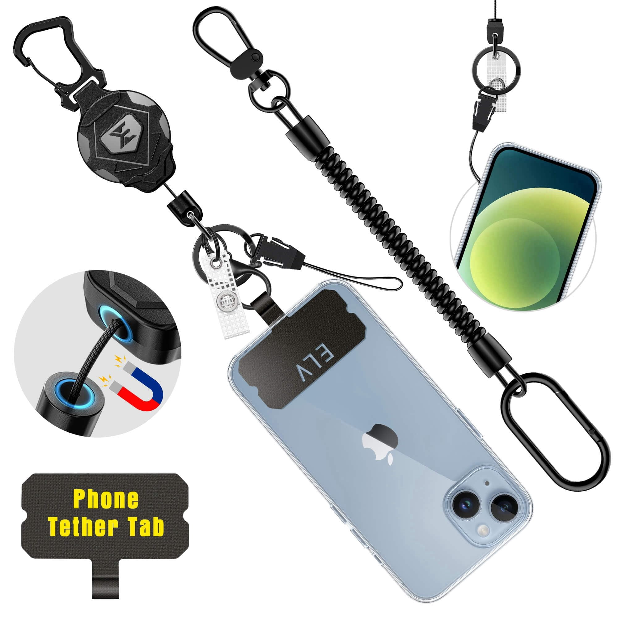 ELV Theft and Drop Protection Magnetic Retractable Phone Tether ...