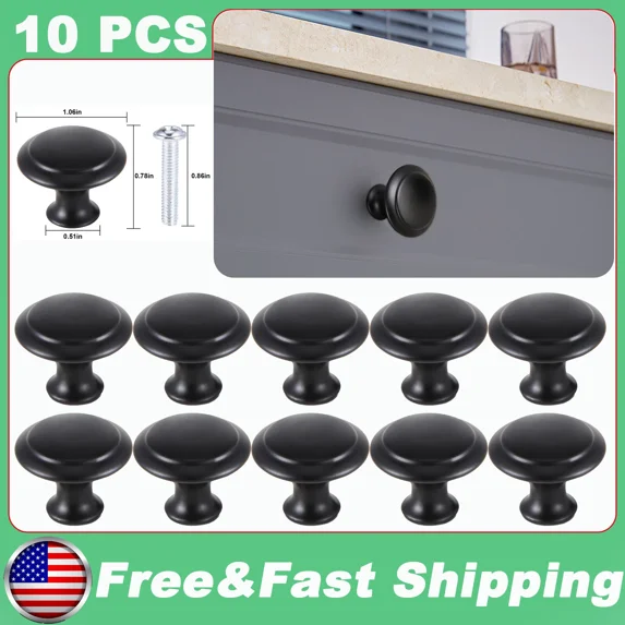 ELVY- 10Pcs Stainless Steel Door Knob Cabinet Handles Drawer Kitchen ...