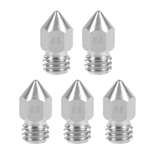 ELVY- 5Pcs 0.6Mm 3D Printer Nozzles Head M6 Thread For Mk8 1.75Mm ...
