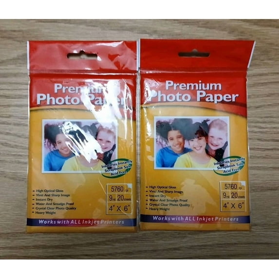 ELVY- Lot Of 2 Premium Photo Paper 5760Dpi 20 Sheets Of Size 4"X 6" New ...