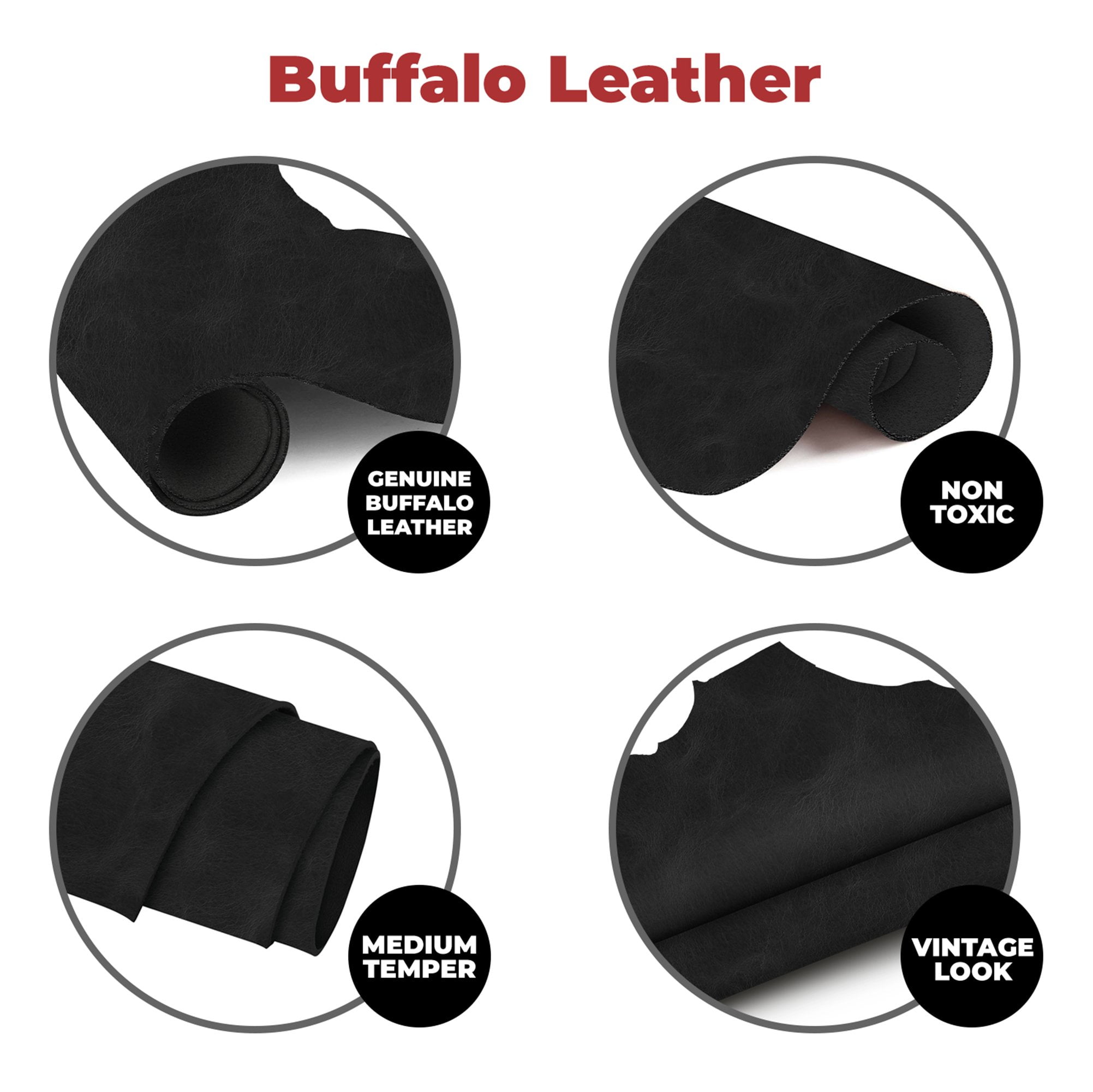 ELW Buffalo Leather Hide 5-6 oz 2-2.4mm Pre-Cut Thin Craft Leather ...