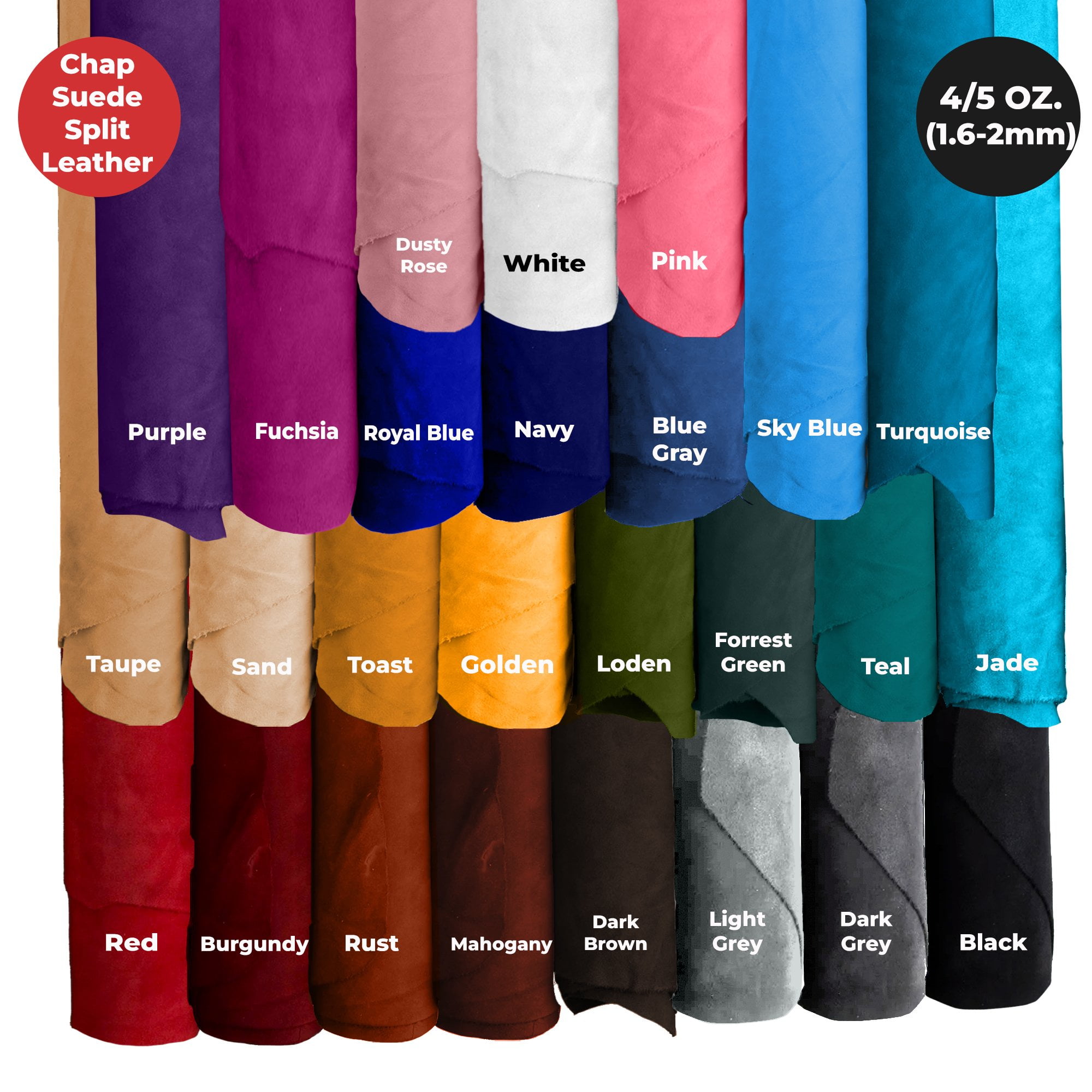ELW Chap Splits Suede 4-5 oz 1.6-2mm Red, Pre-Cut Piece 8-10 SQ FT ...