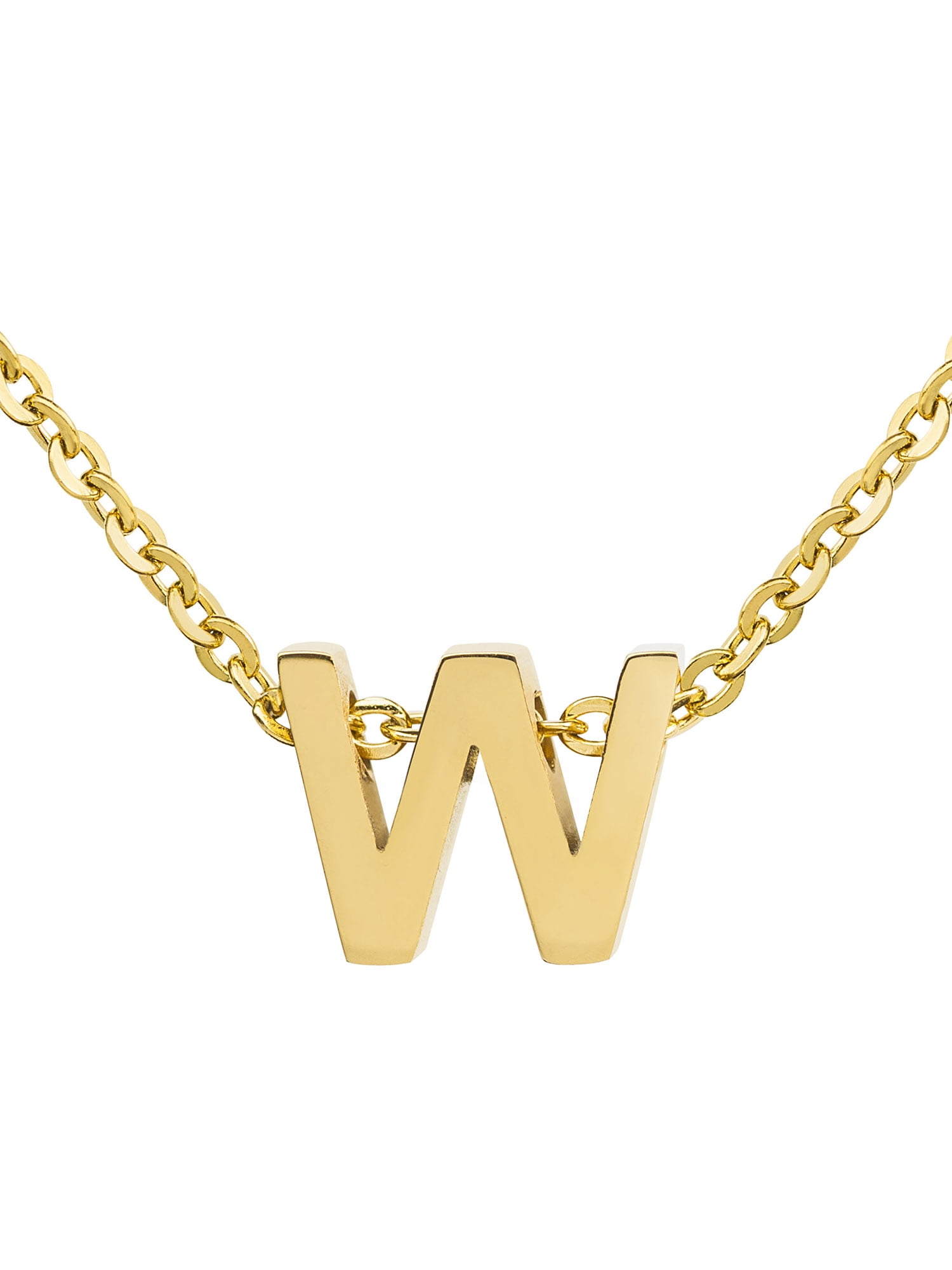 ELYA Jewelry Women's 18k Gold Overlay Initial Necklace (18") - Letter W ...