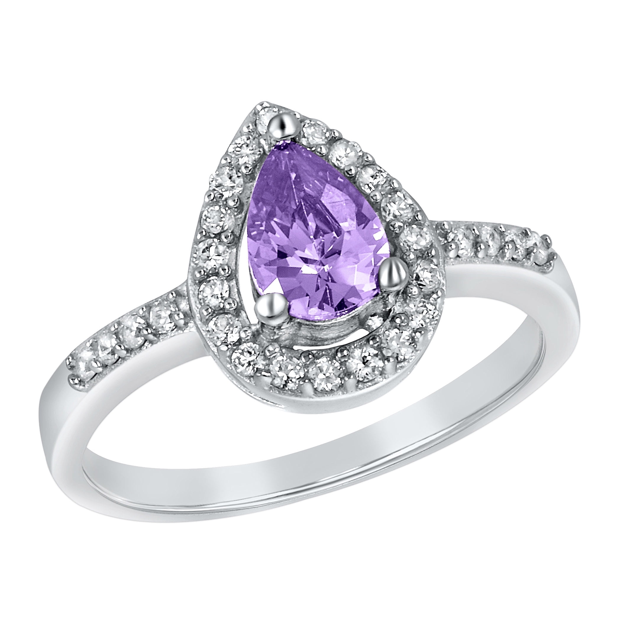 ELYA Jewelry Women's Pear-Cut Purple Cubic Zirconia Sterling Silver ...