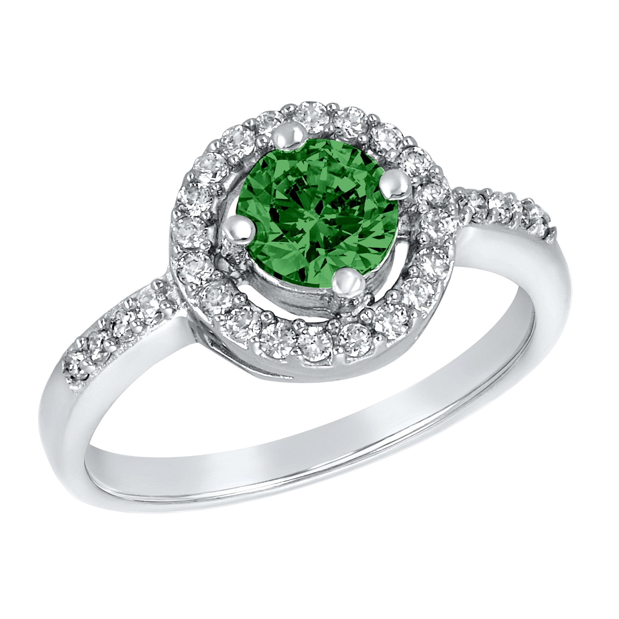 ELYA Jewelry Women's Round-Cut Green Cubic Zirconia Sterling Silver ...