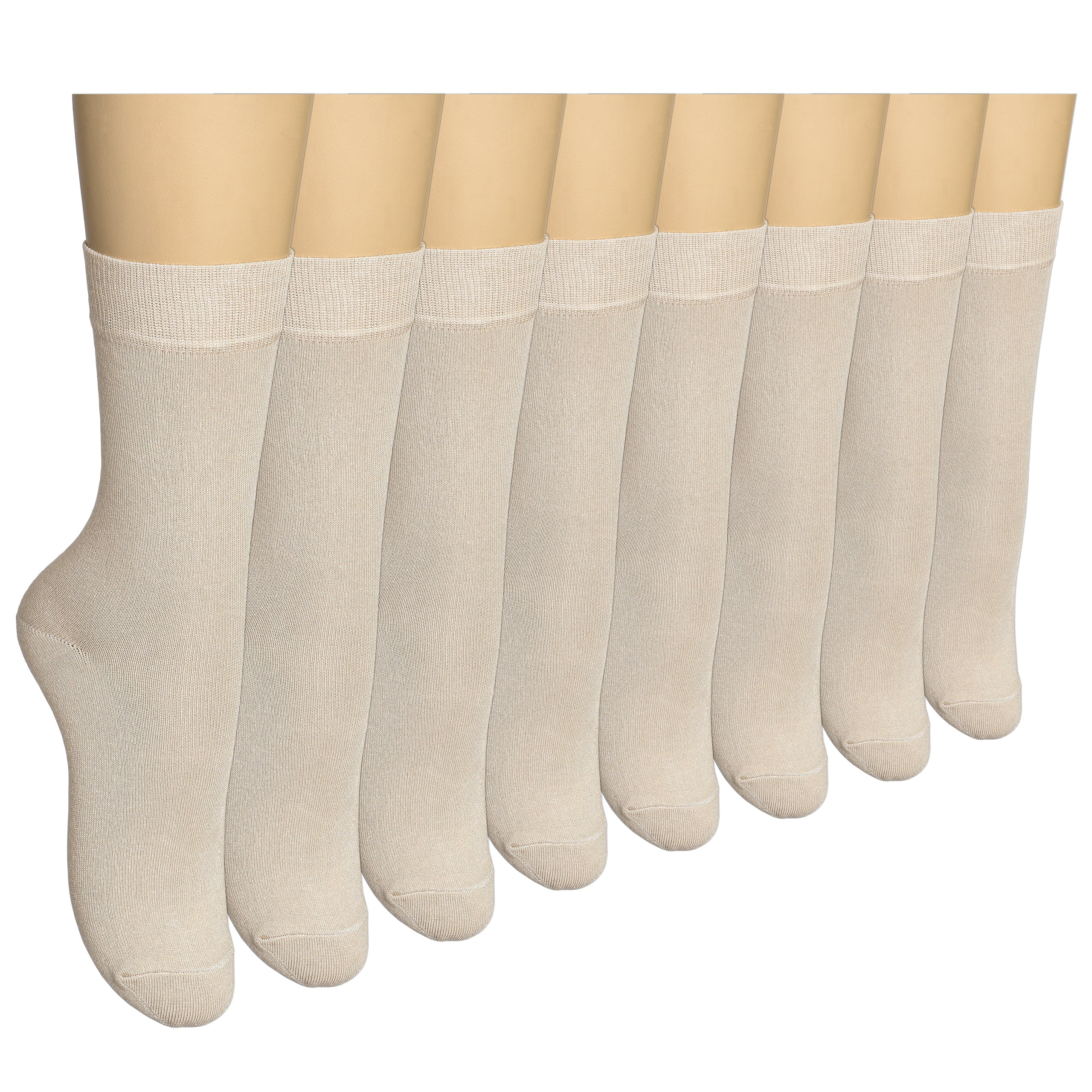 ELYFER 8 Pairs Women Thin Bamboo Above Ankle Seamless Toe Dress ...