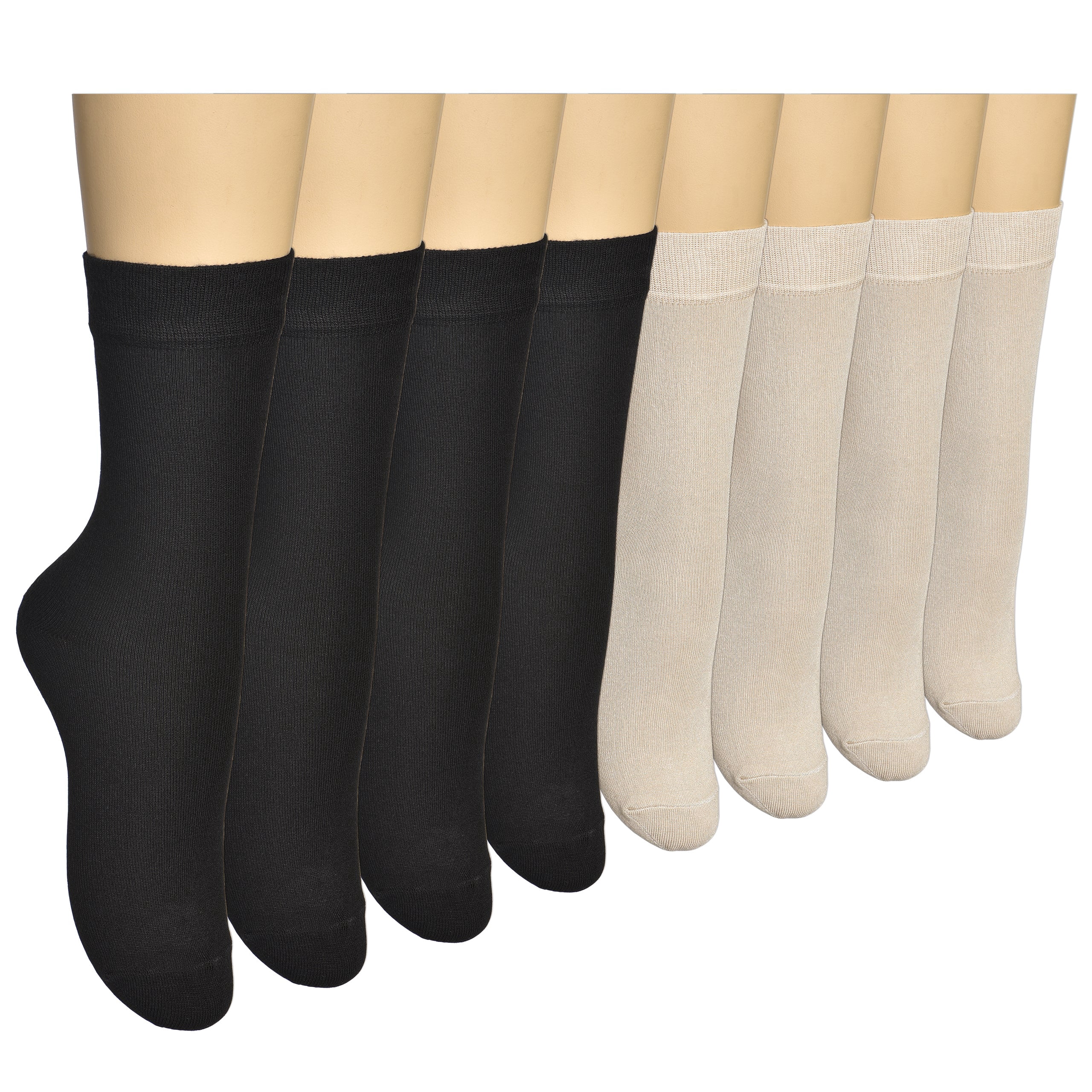 ELYFER 8 Pairs Women Thin Bamboo Above Ankle Seamless Toe Dress ...