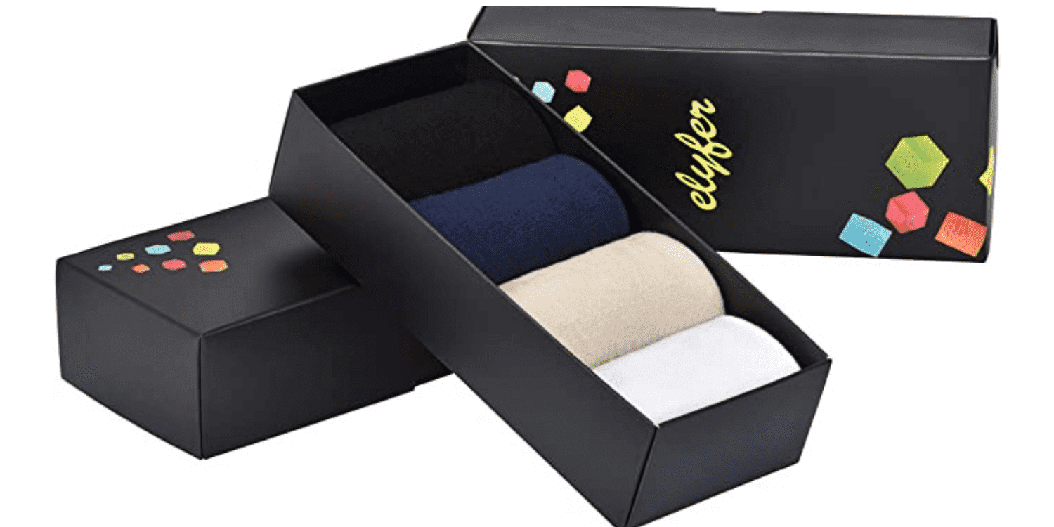 ELYFER Women's Thin Bamboo Diabetic Crew Socks - 4 Pairs in Gift Box ...