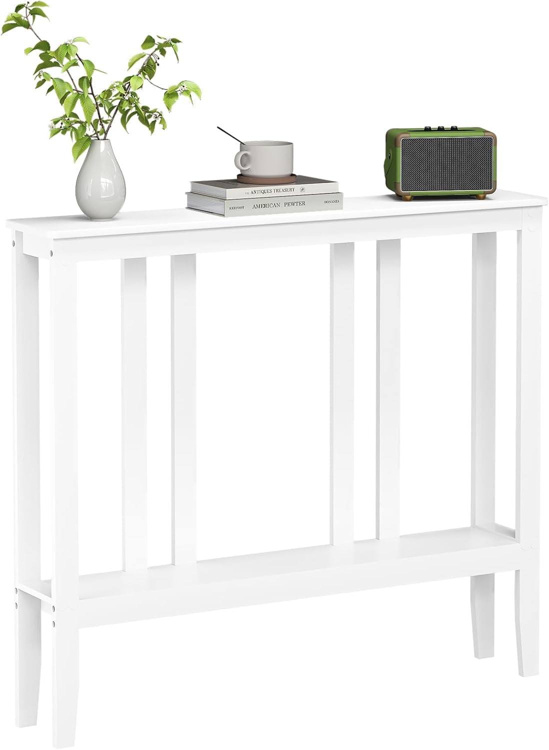 ELYKEN Bamboo 2-Tier Narrow Console Table, 36.2" Long Slim Sofa Table ...
