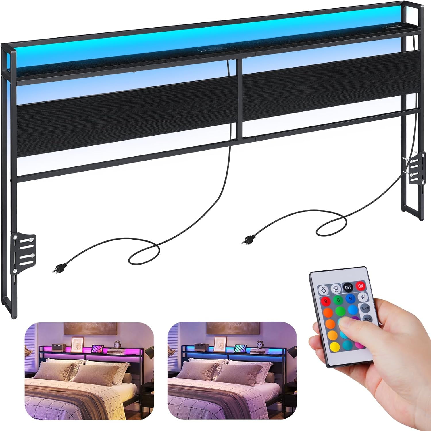 ELYKEN Headboard for Size Bed, Backboard with Outlets, USB Port, LED ...