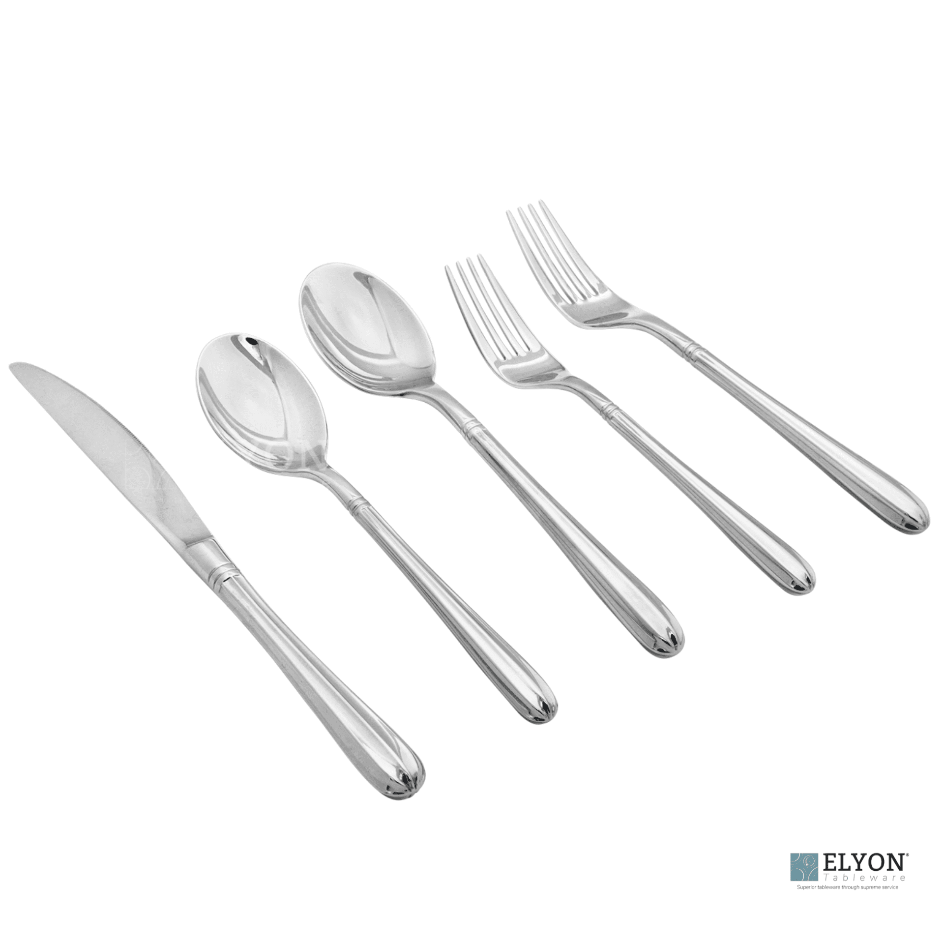 ELYON Royal Column 20-Piece Flatware Set, 18/10 Stainless Steel Heavy ...