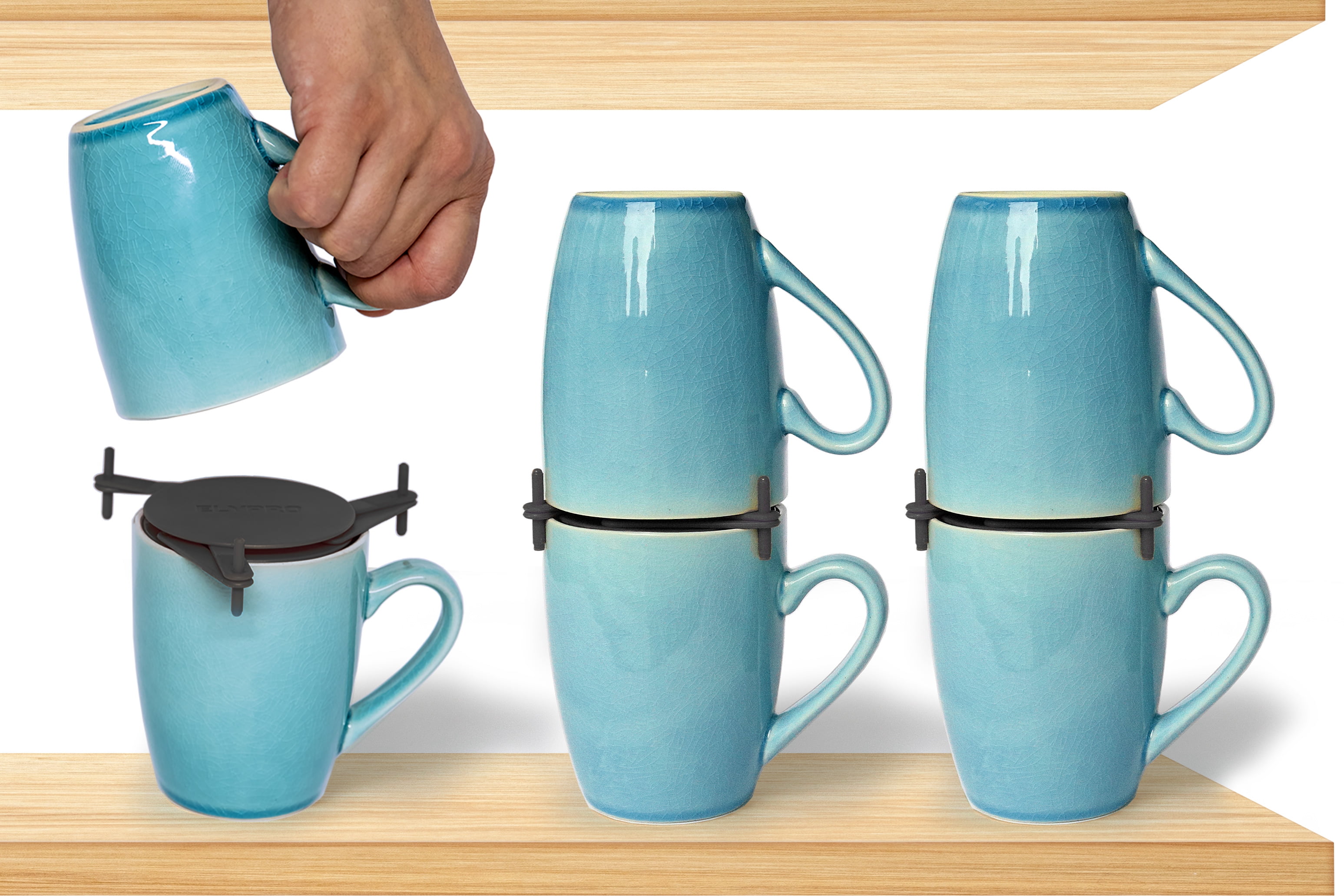 ELYPRO Coffee Mug Stacker Organizer, One Size Fits All Gadget for Cups ...