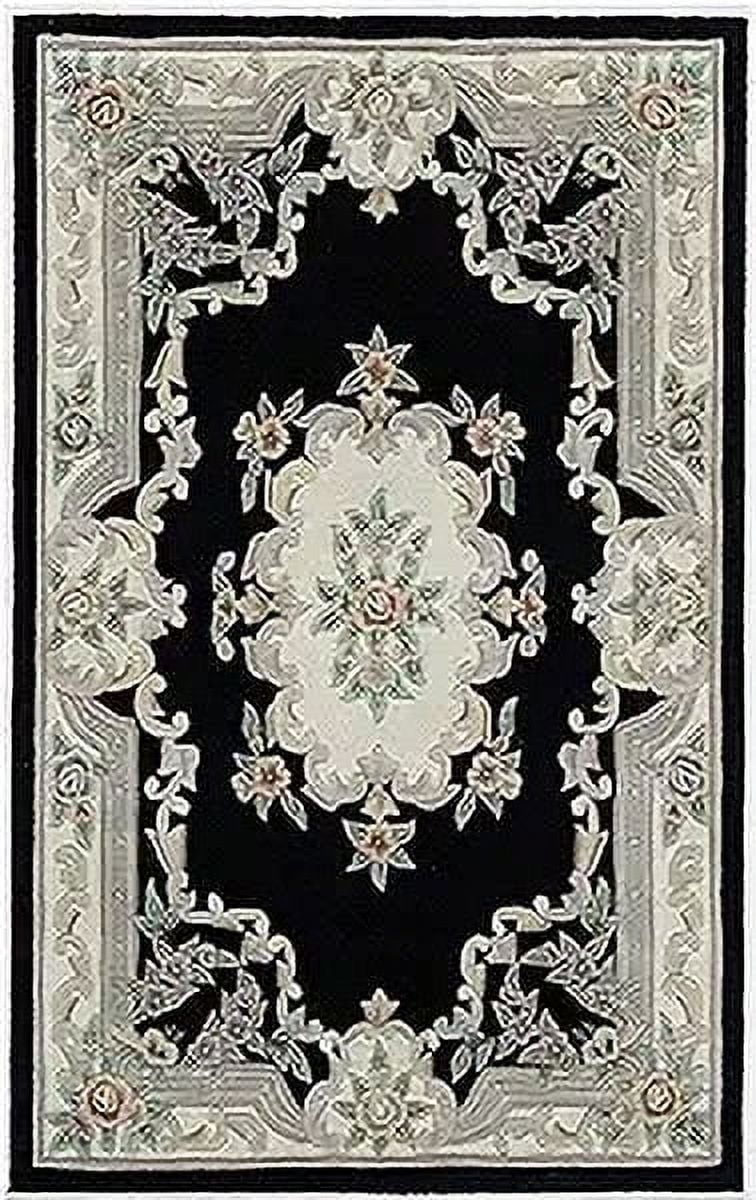 ELYSSIA DECOR HOME Premium Hand Tufted Aubusson Design 9x12 ft - Black ...