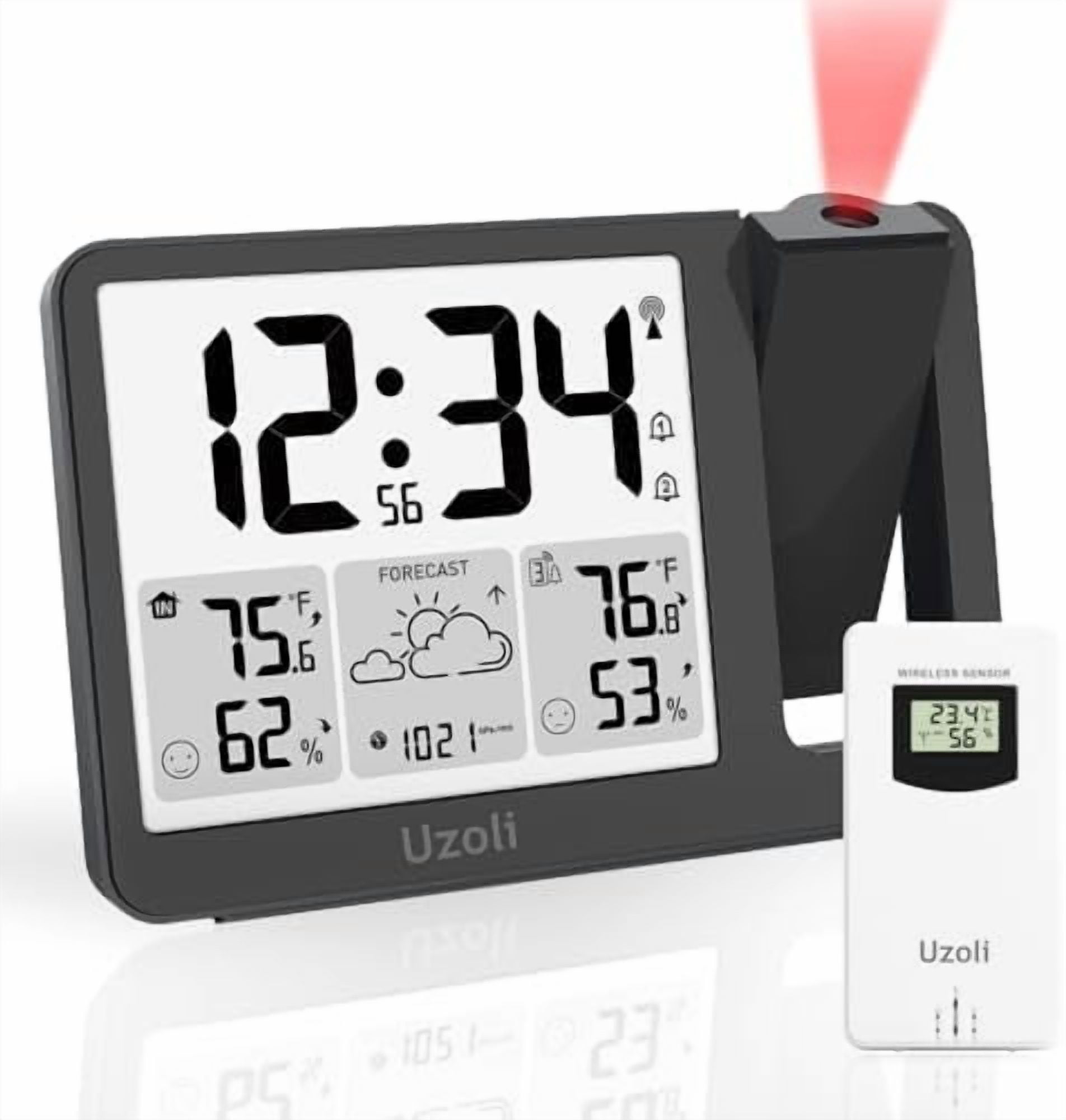 EM3539E Projection Alarm Clock, WWVB Atomic Projector Clock for Bedroom ...