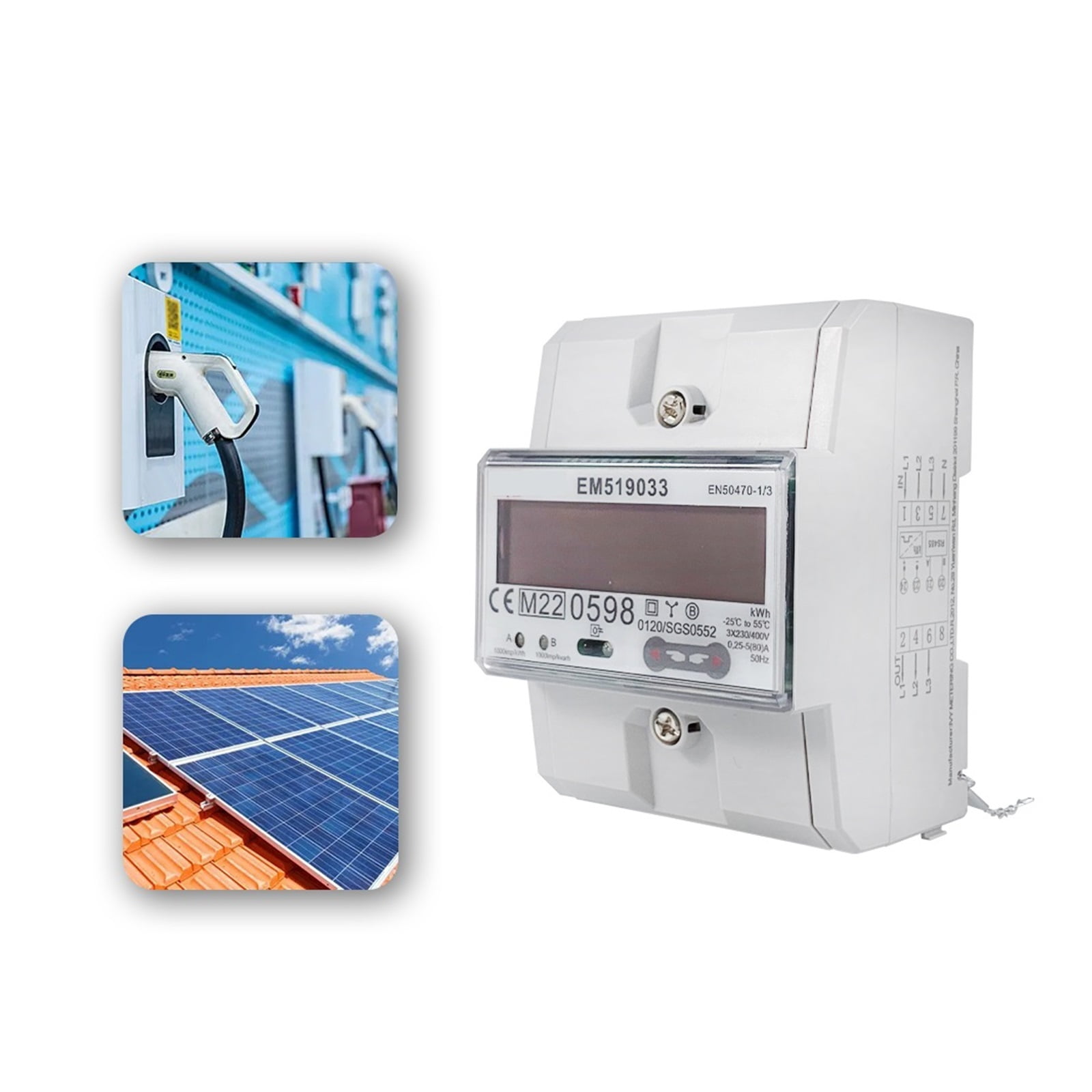 EM519033 RS485 Modbus Three Phase PV Solar Energy Meter With MID ...