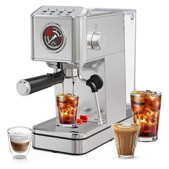 EM623 Espresso Machine 20 Bar with Milk Frother, Stainless Steel Coffee ...