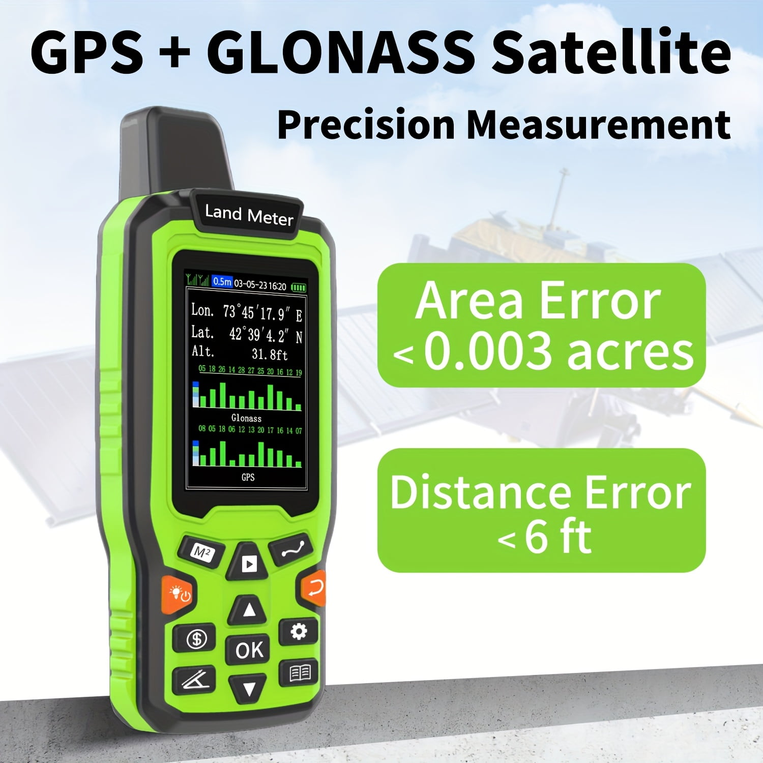 EM90 handheld GPS land area meter, highland measuring instrument, LCD ...