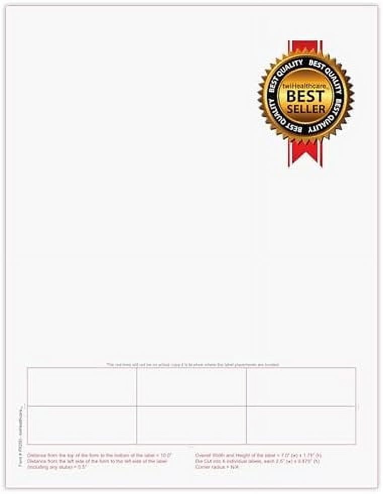 EMA Laser Pathology Labels - 250 Sheets (8.5 x 11 Inch) - 6 Labels per ...