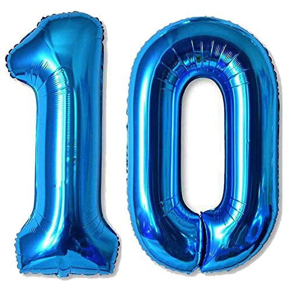EMAAN 42 inch Blue Jumbo 10 Number Balloons Big Foil Mylar Balloons for ...