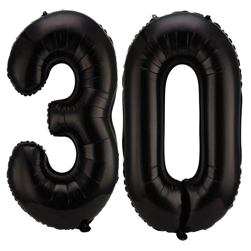 Blue Balloons 40 Inch Number 30 Balloon Black Jumbo Giant Big Large ...