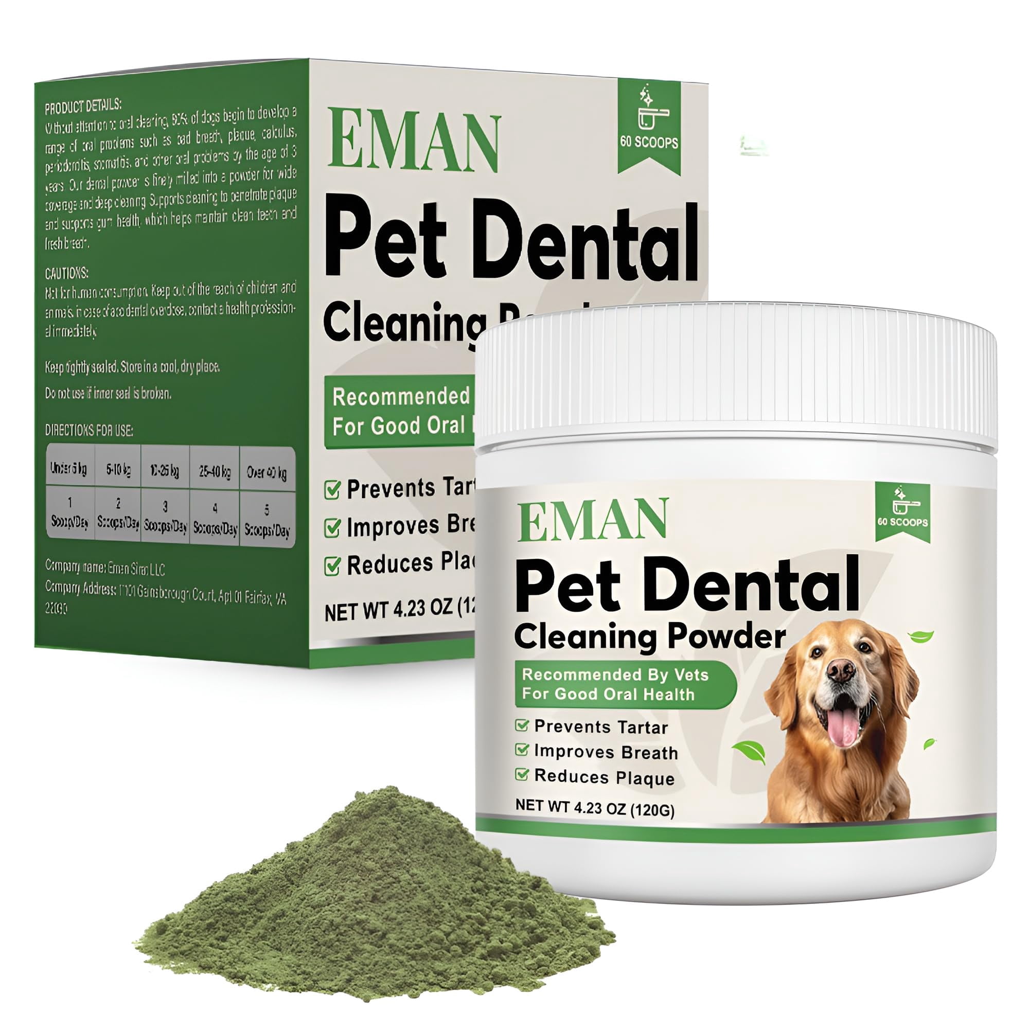EMAN Dog Teeth Cleaning DPF11 Powder - Dental Powder for Dogs, Dog ...