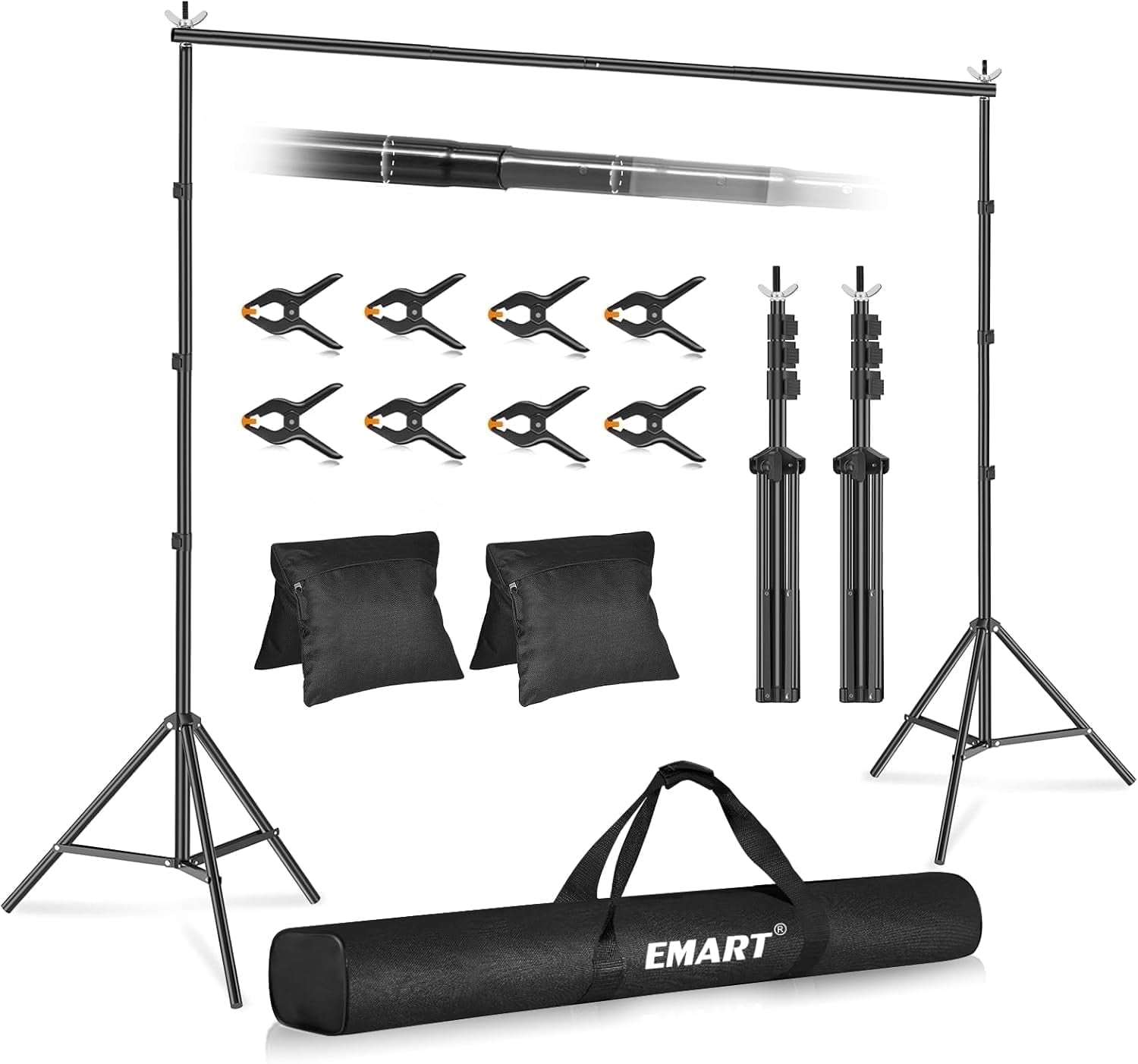 Emart, Heavy-Duty Adjustable Backdrop Stand Kit, 10x10ft, Black ...