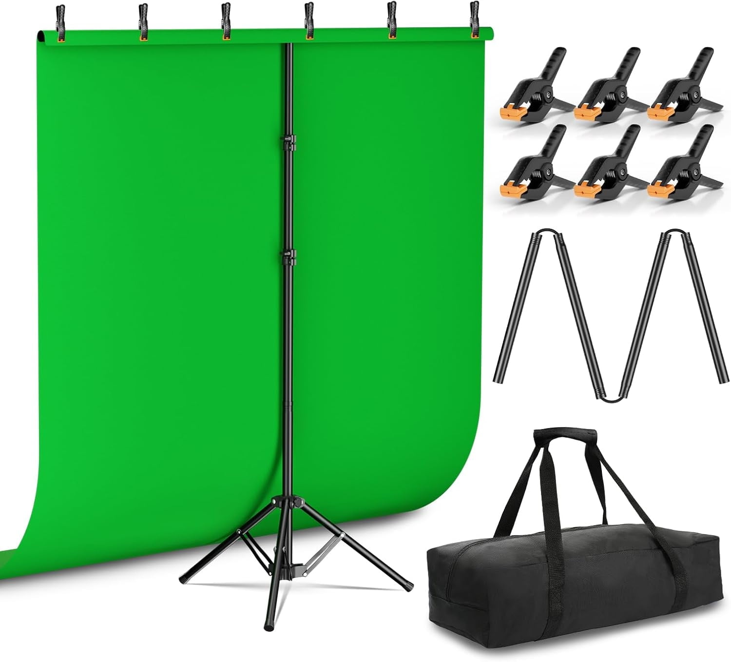 EMART 5x6.5ft Green Screen Backdrop Kit, with Photo Greenscreen ...