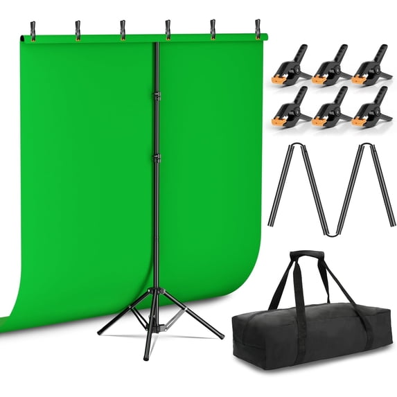 EMART 5x6.5ft Green Screen Backdrop Kit, with Photo Greenscreen ...