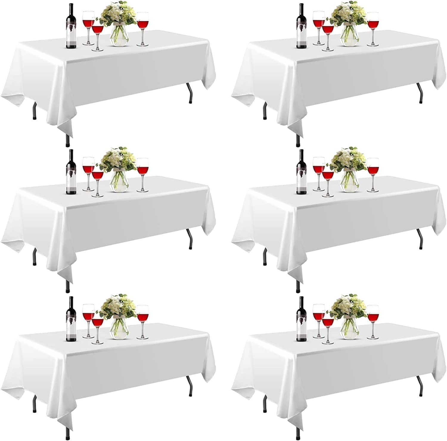 EMART 60×126 inch Rectangle Tablecloth, 6 Pack White 100% Polyester for ...