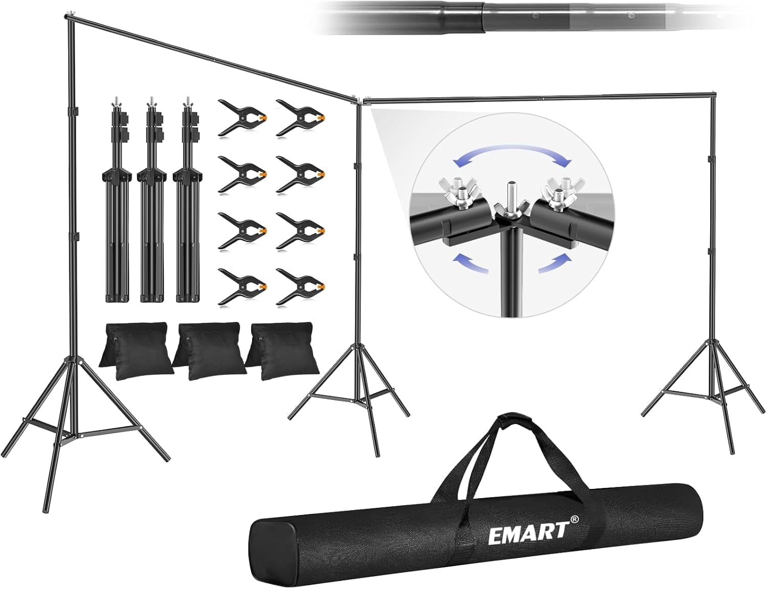 EMART Backdrop Stand, 20x7ft Large Adjustable Background Support System ...