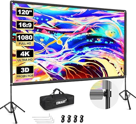 EMART Outdoor Projector Screen with Stand, 120 Inch Portable Movie ...