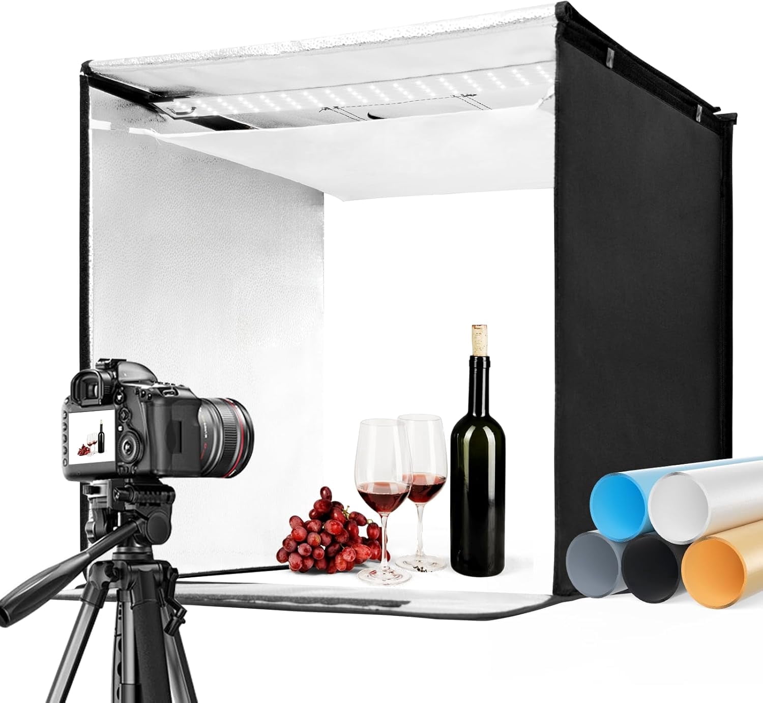 EMART Photography Light Box, 24"x24" 3000K-7000K Dimmable with 5 Color ...