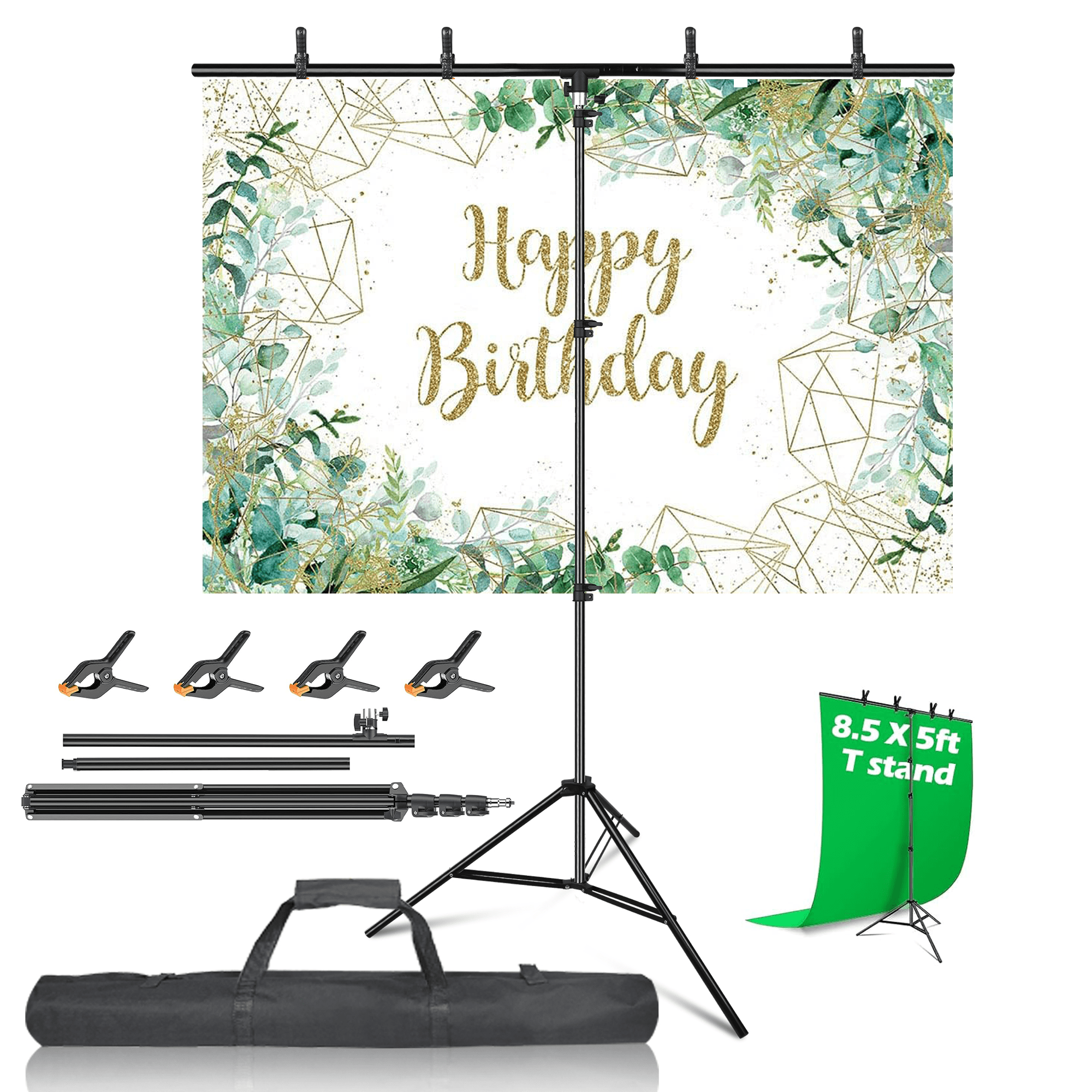 EMART T-Shape Portable Background Backdrop Support Stand Kit 5ft Wide 8 ...