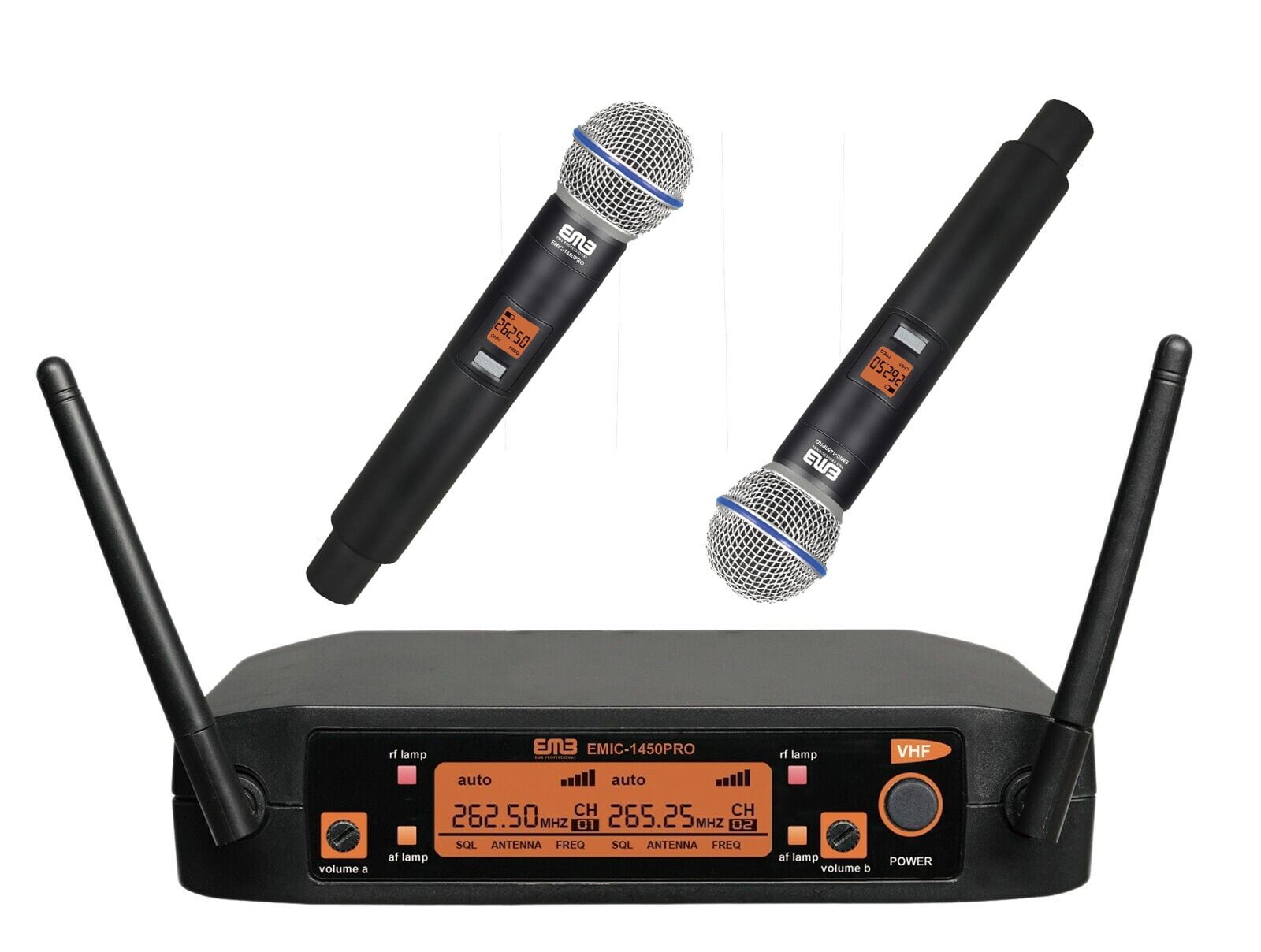 EMB Dual Handheld Cordless Receiver Wireless Microphone for Church ...
