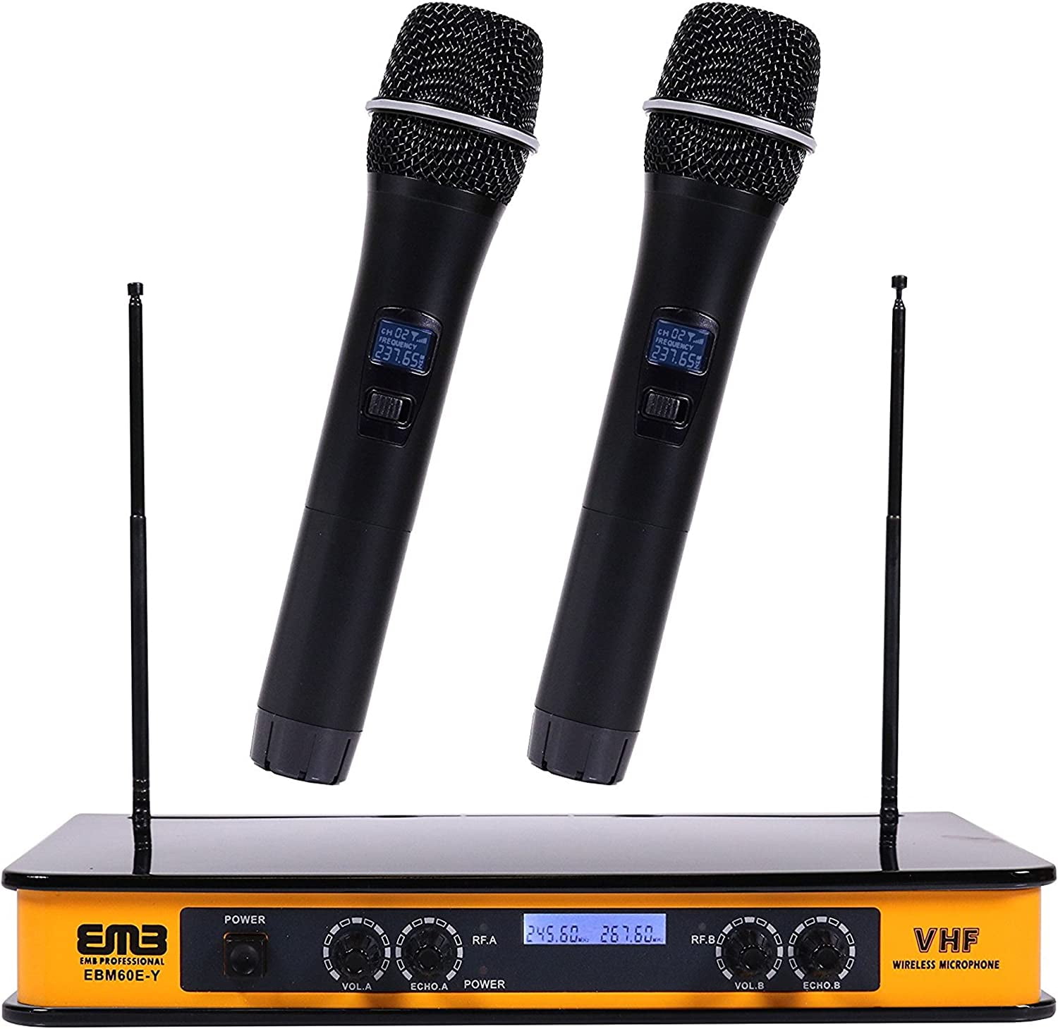 EMB - EBM60E Yellow VHF Dual Wireless Handheld Microphone System with ...