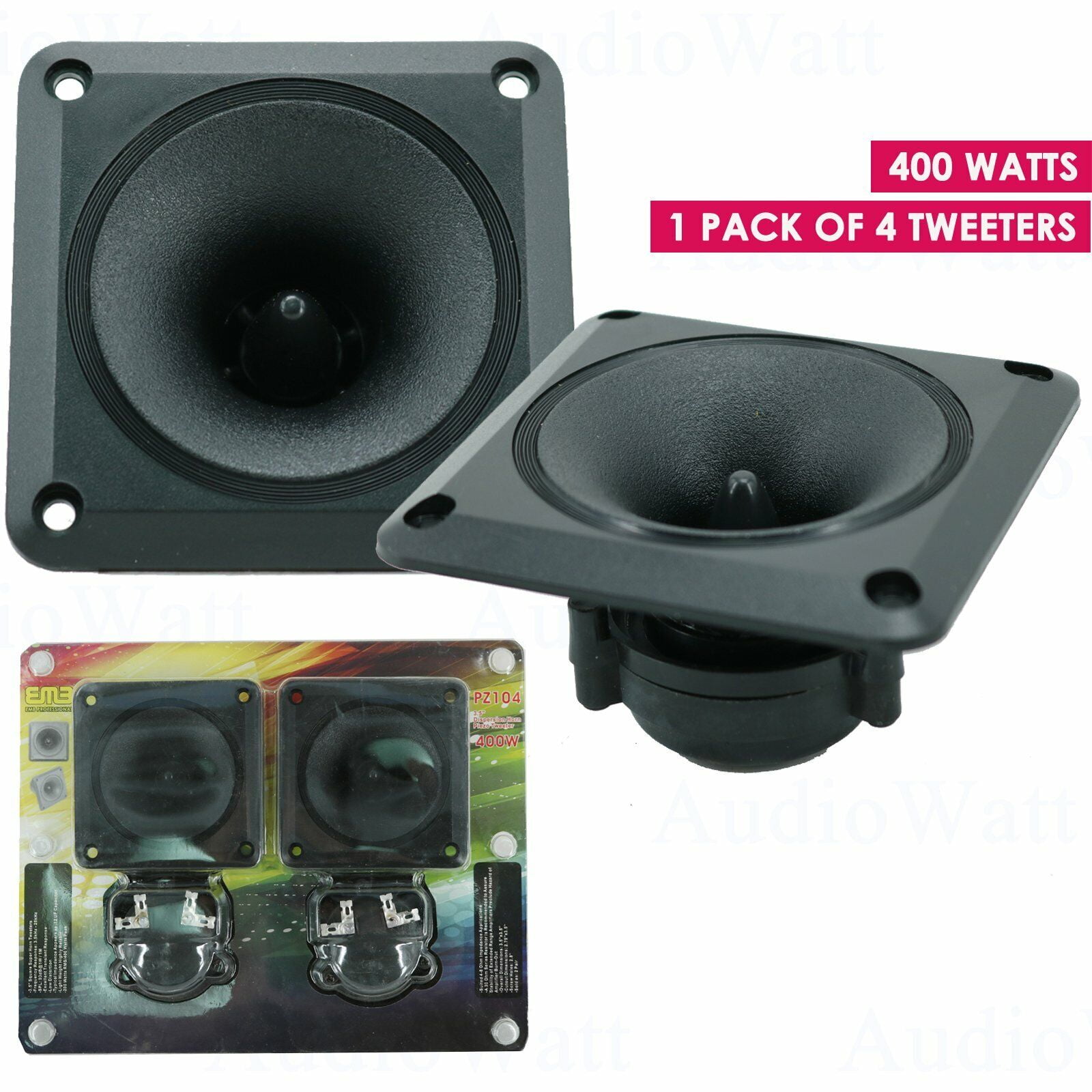 EMB PZ104 3.5" 400 WATTS MAX POWER DISPERSION HORN PIEZO TWEETERS - 1 ...