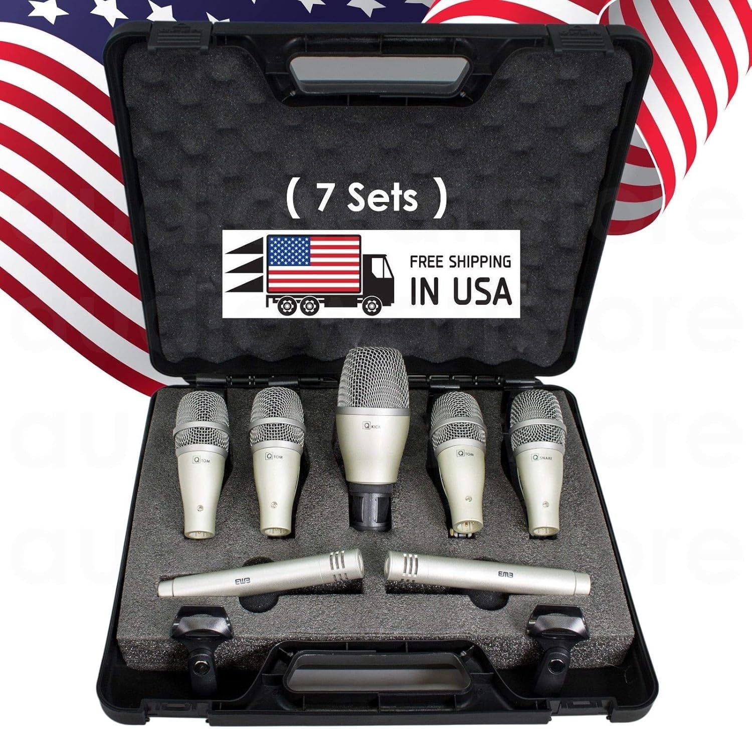 EMB Professional KIT7 7-Piece Wired Dynamic Microphone Kit for Drum Set ...