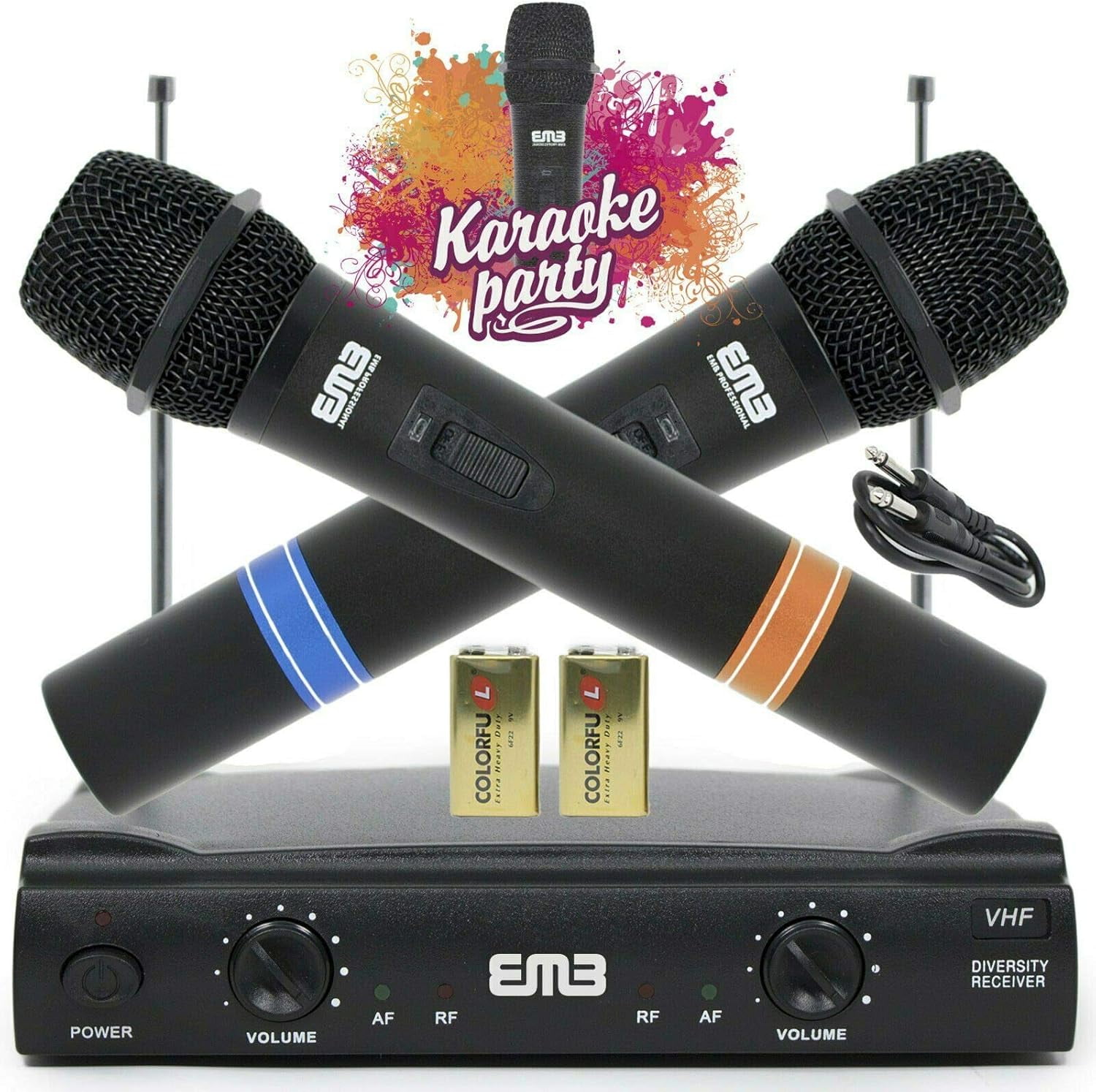 EMB Professional Wireless Microphone System Including Dual Handheld 2 ...
