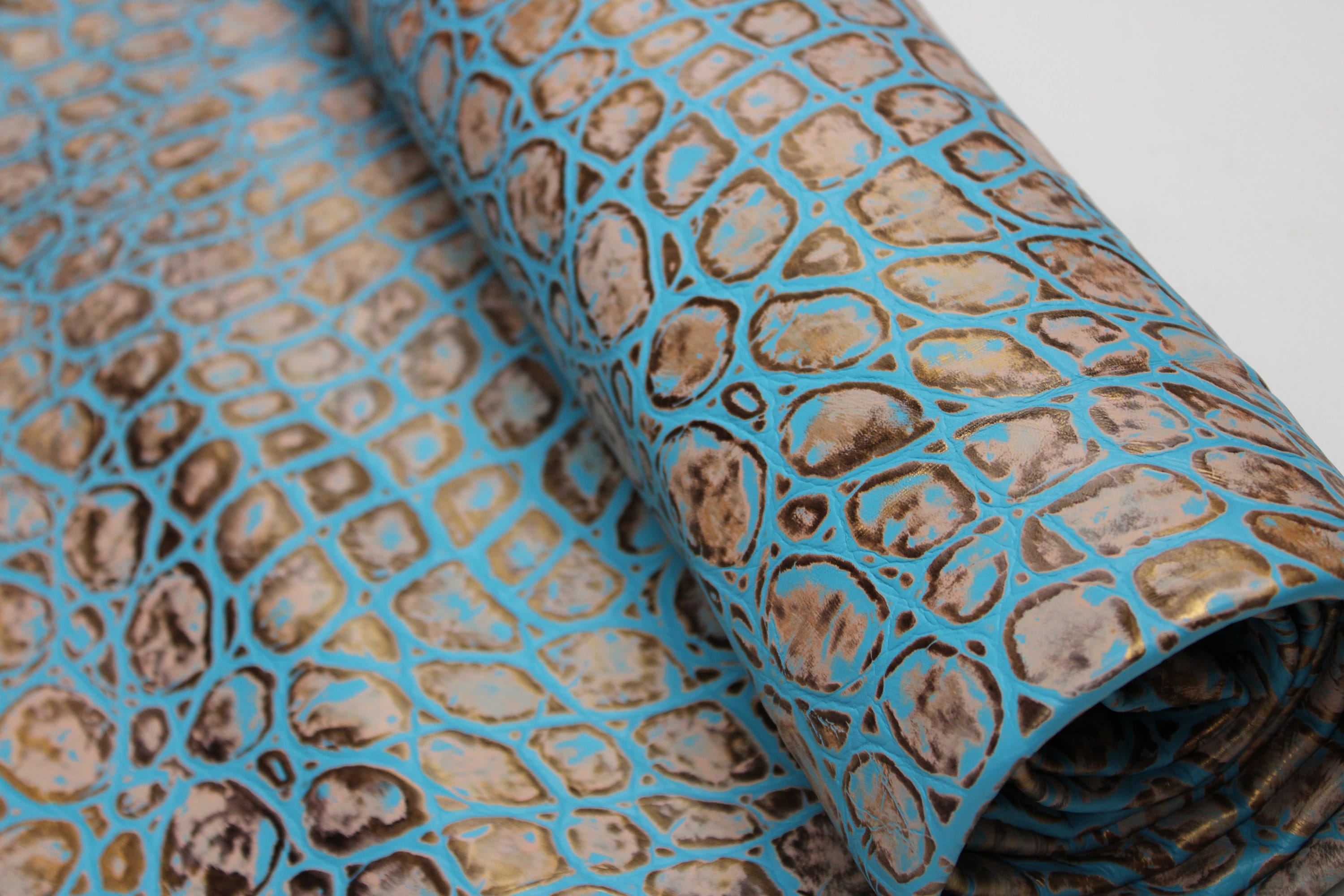EMBOSSED TORTOISE LEATHER Turquoise Copper: Genuine Leather 3- 3.5 oz ...