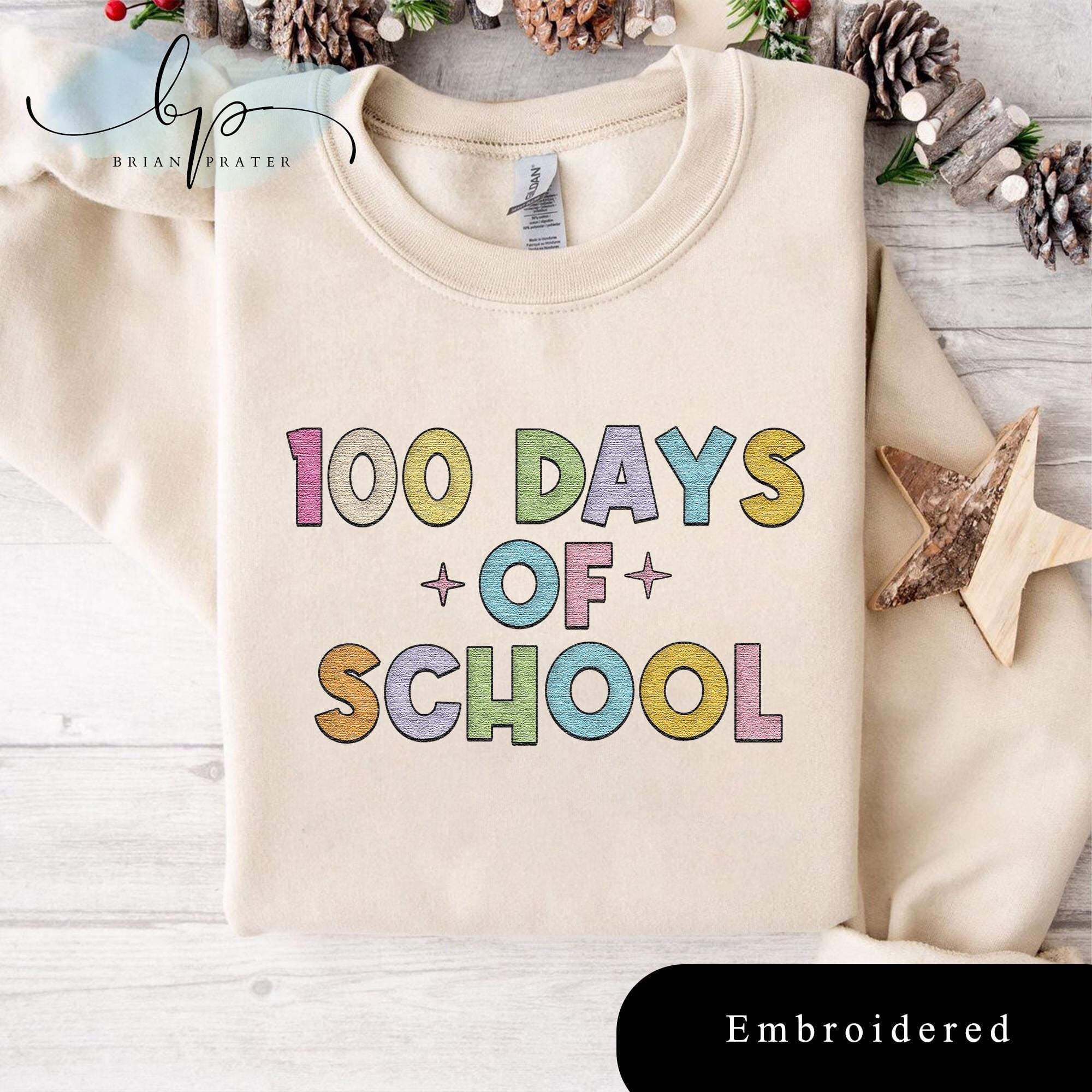 EMBROIDERED 100 Days Of School Shirt, Teacher 100 Days of School Outfit ...