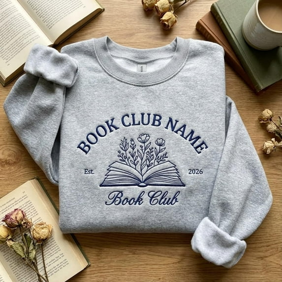 EMBROIDERED Book Club Sweatshirt, Book Club Crewneck, Reader Gift, Book ...