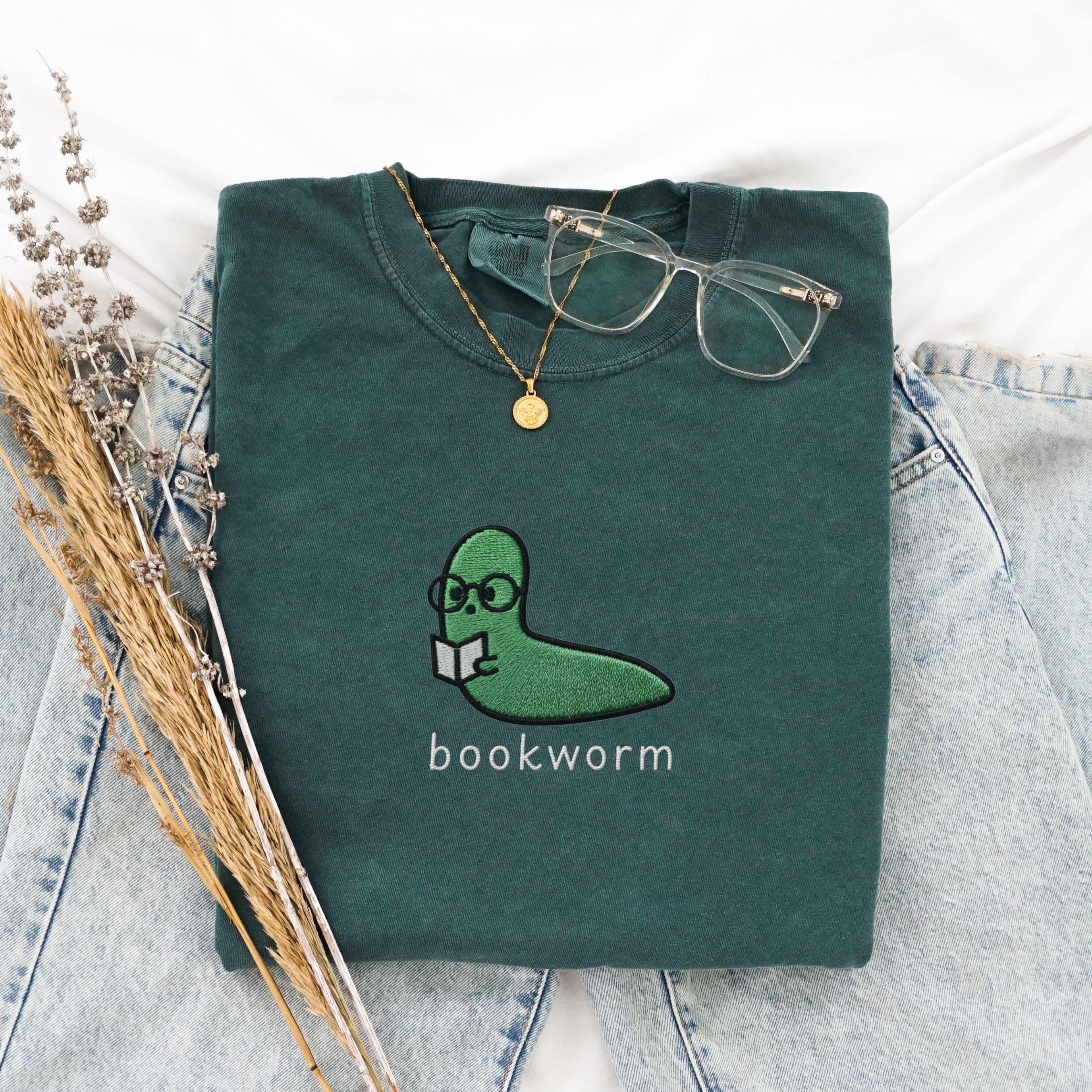 EMBROIDERED Bookworm Comfort Colors® Shirt Bookish Reader T-shirt Love ...