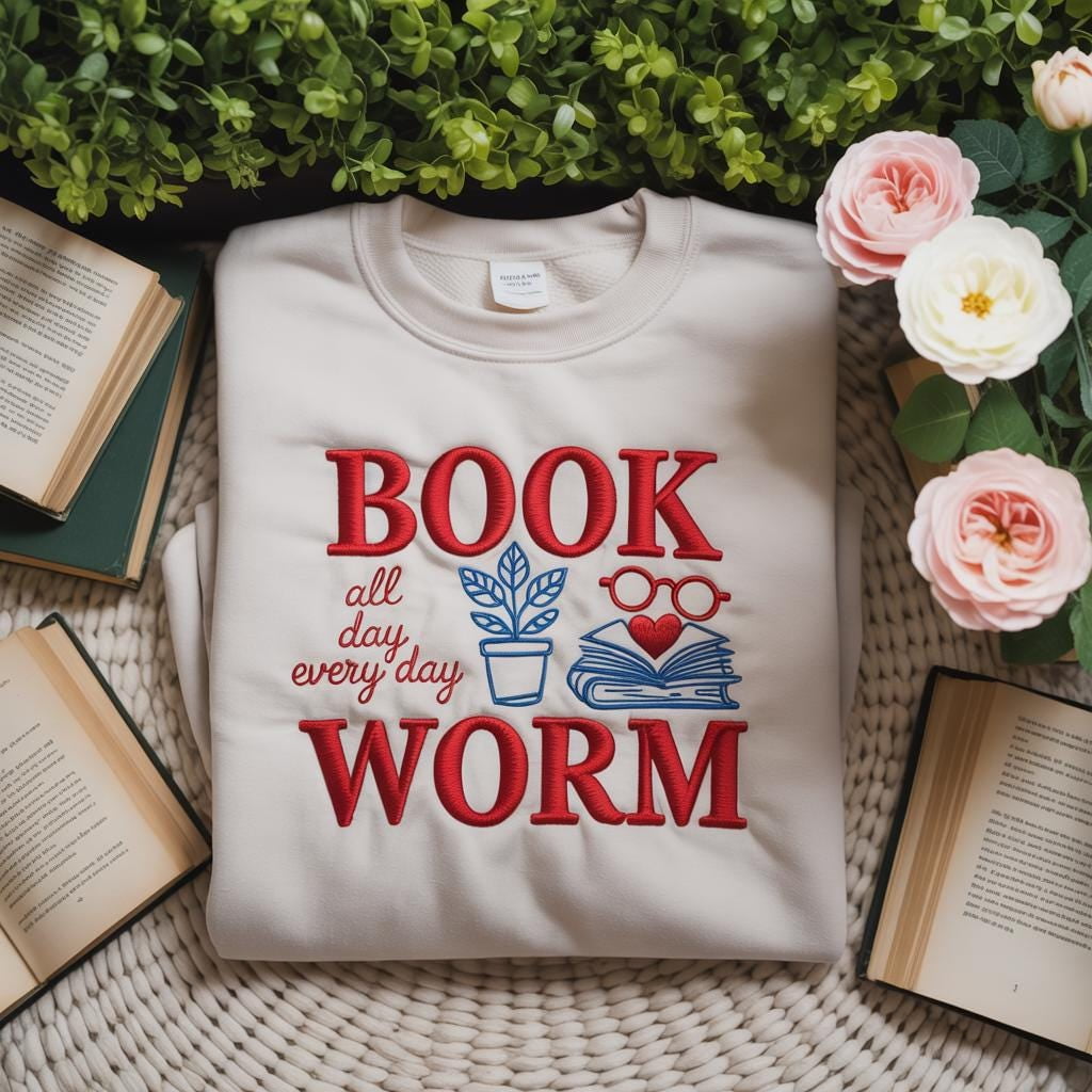 EMBROIDERED Bookworm Sweatshirt, Booktrovert Shirt, Book Lover Gift ...
