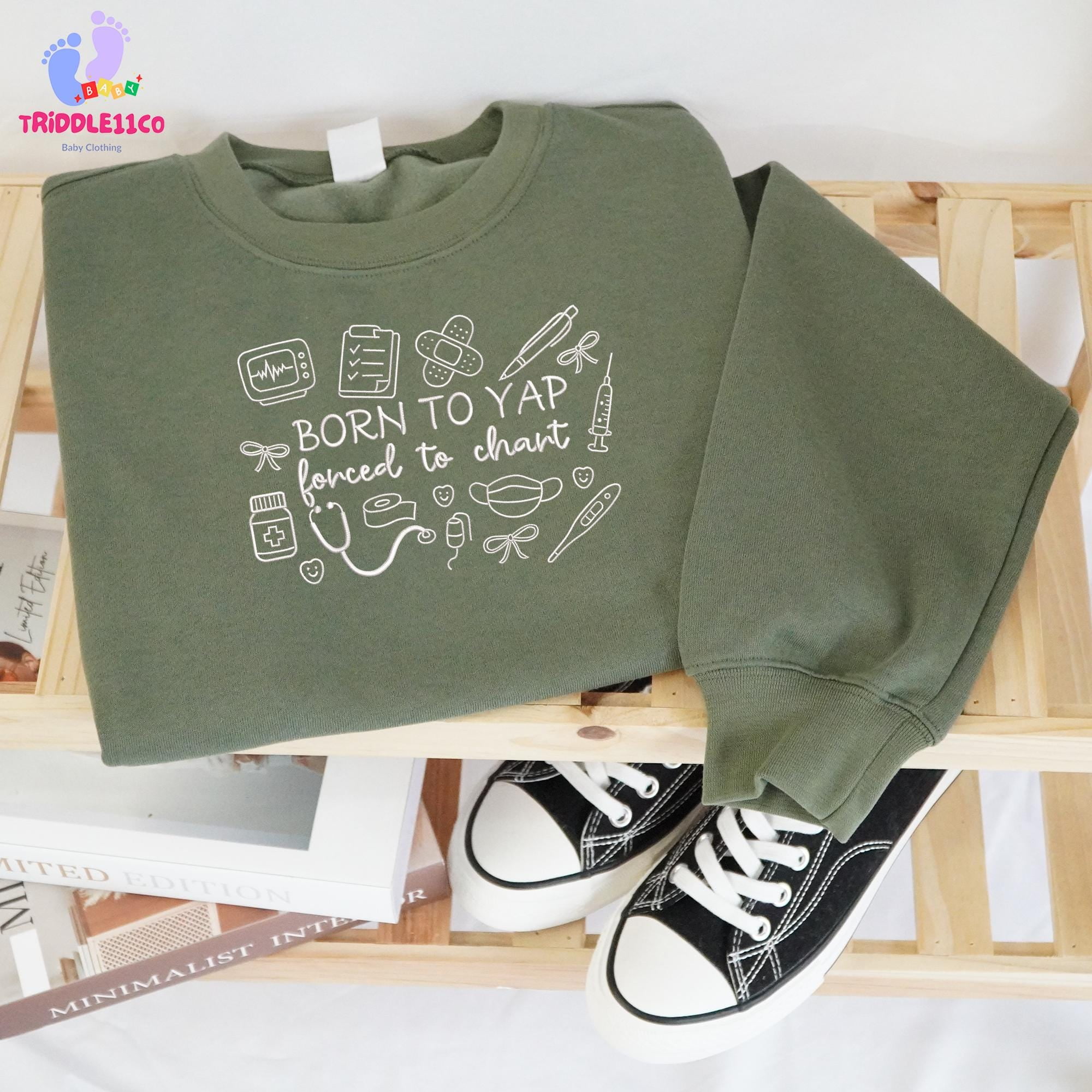 EMBROIDERED Born To Yap Forced To Chart, Nurse Department Shirt, Gift for Nurse, Religious Shirt ...