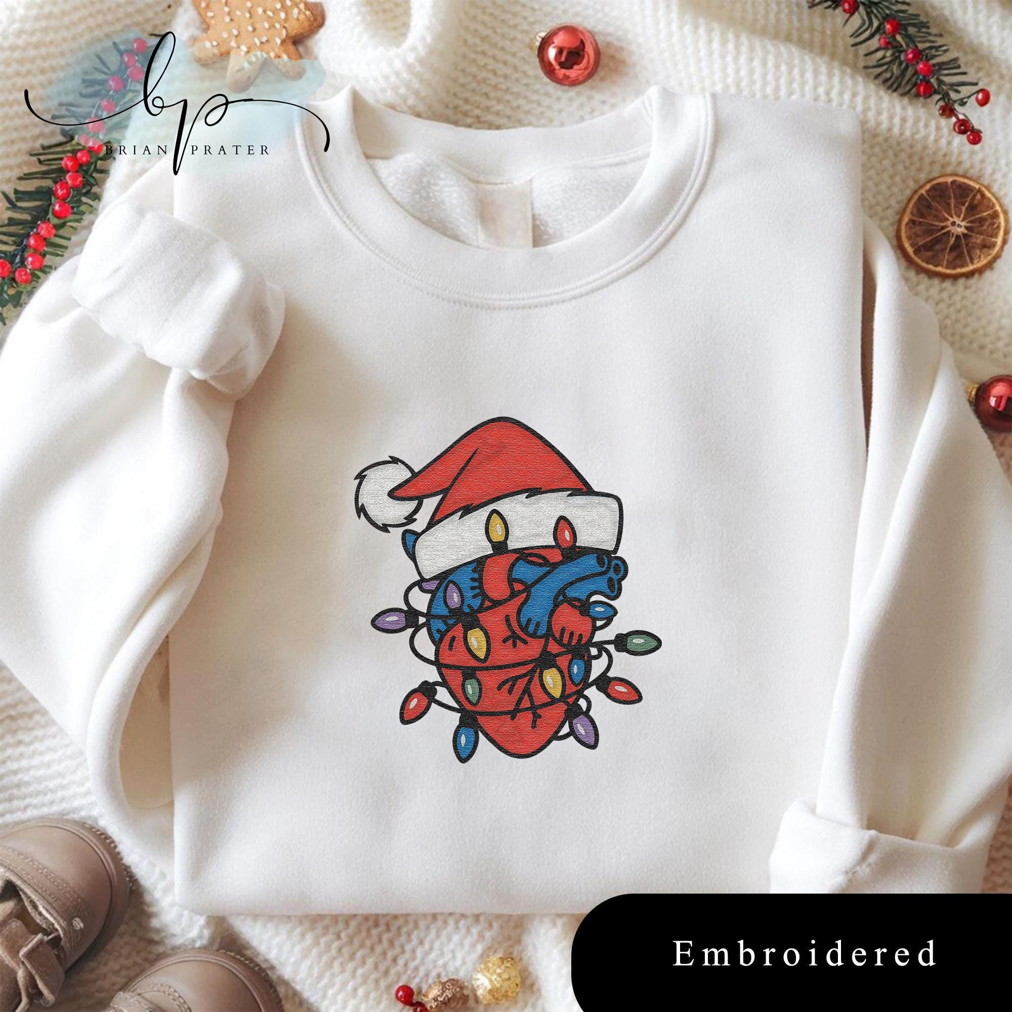 EMBROIDERED Christmas Cardiac Nurse Heart Anatomy Shirt, Xmas Nurse ...