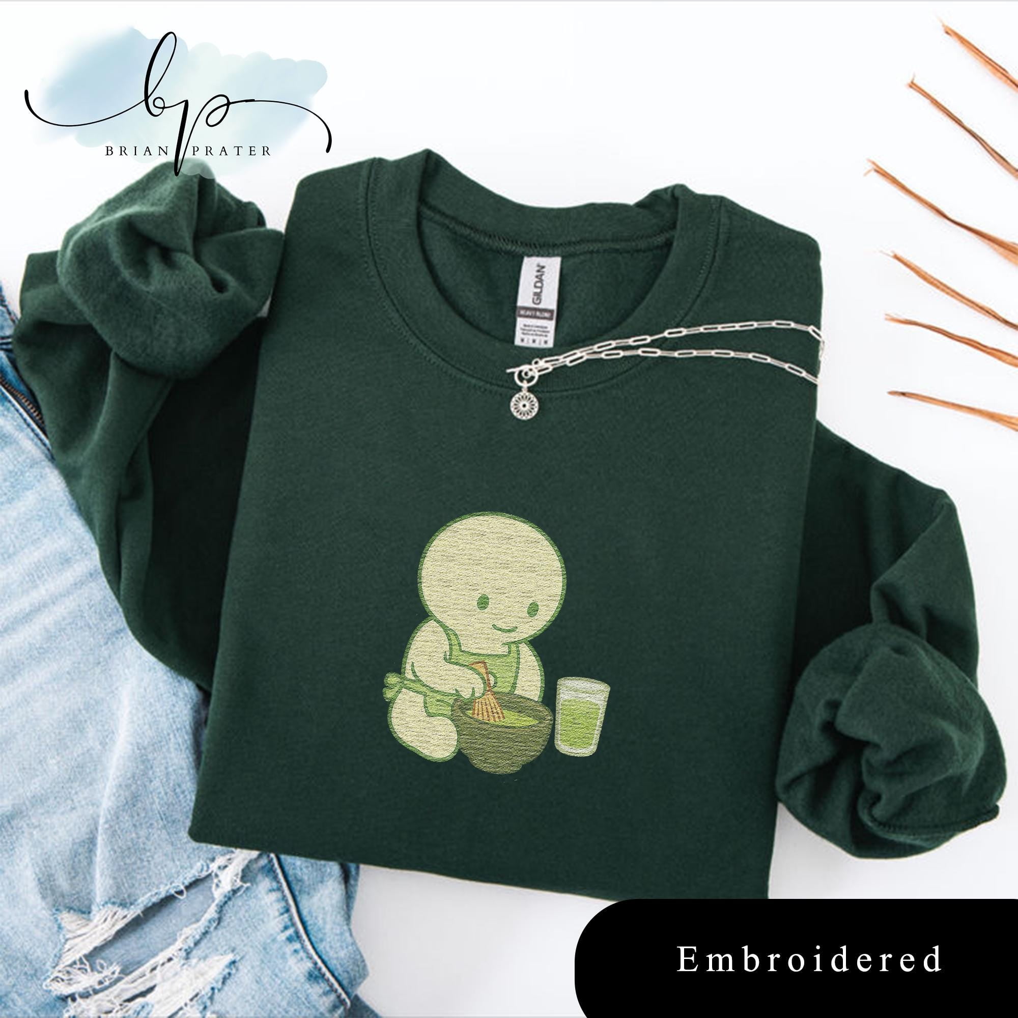 EMBROIDERED Green Guy Matcha Shirt, Green tea Funny Meme Sweatshirt ...